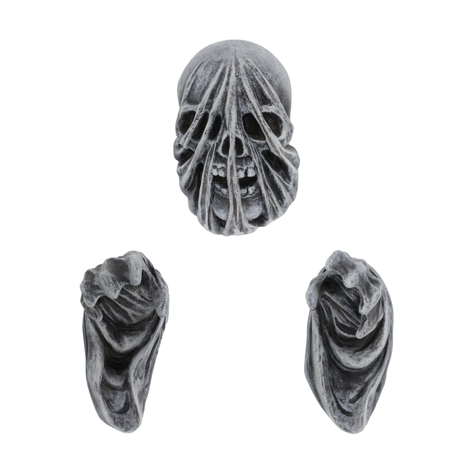3Pcs Skull Halloween Hanging Ornaments Spooky Resin Sculptures Wall ...