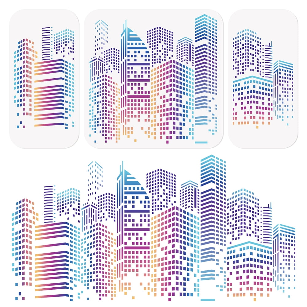 3Pcs Skyscraper Cityscape Skyline City Buildings Stencils Template DIY ...