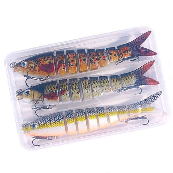 3Pcs Slow Sinking Fishing Baits Multiple Sections Fishing Lures 3D ...