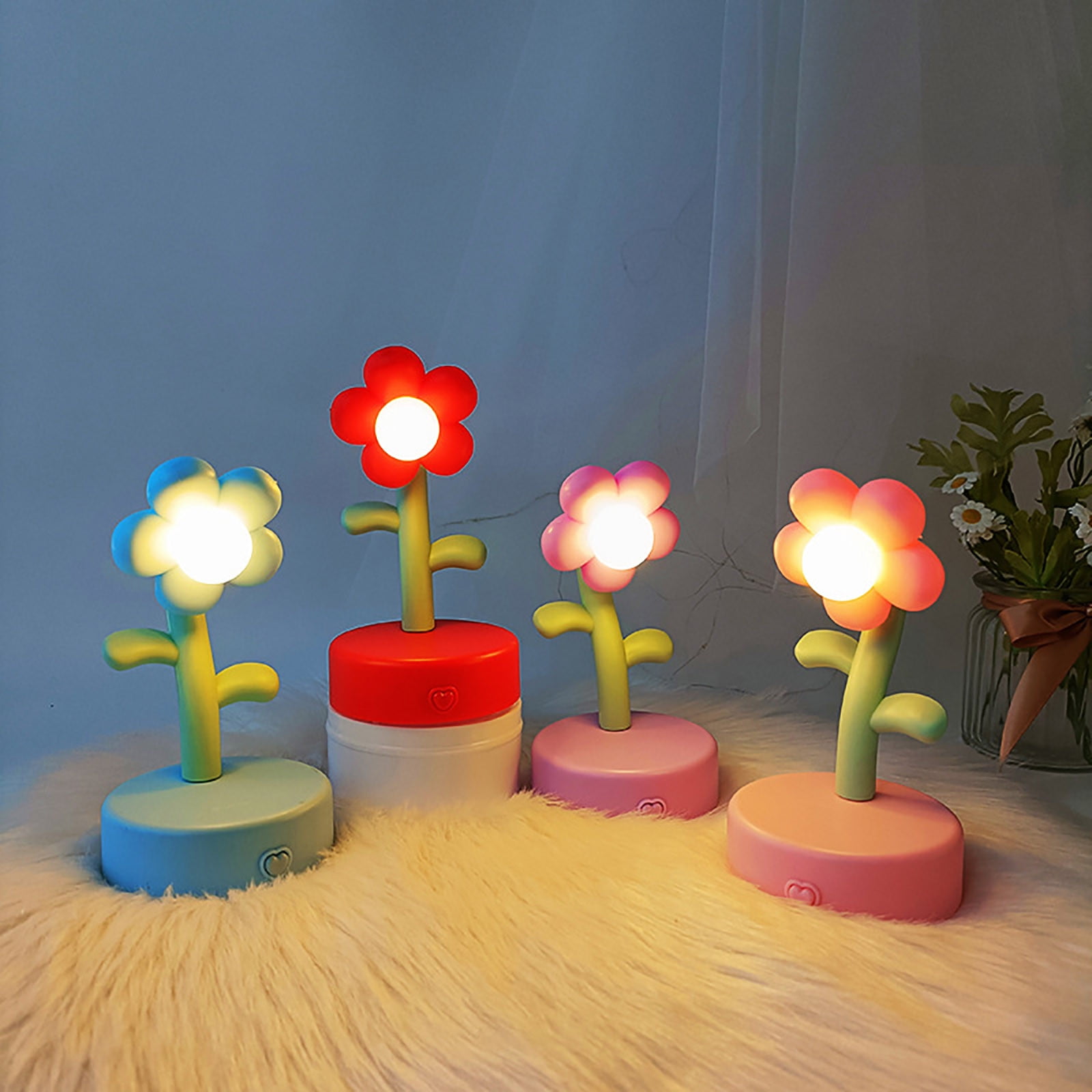3Pcs Small Flower Night Light Under $5! Yannianjz Small Flower Night ...