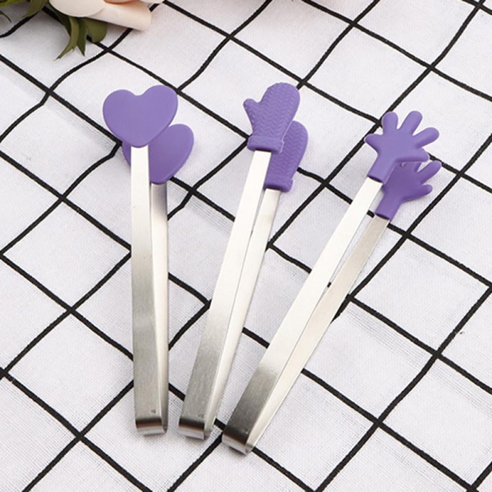 3Pcs Small Hand & Heart Shape Silicone Tongs for Kids - Kitchen 5 inch ...