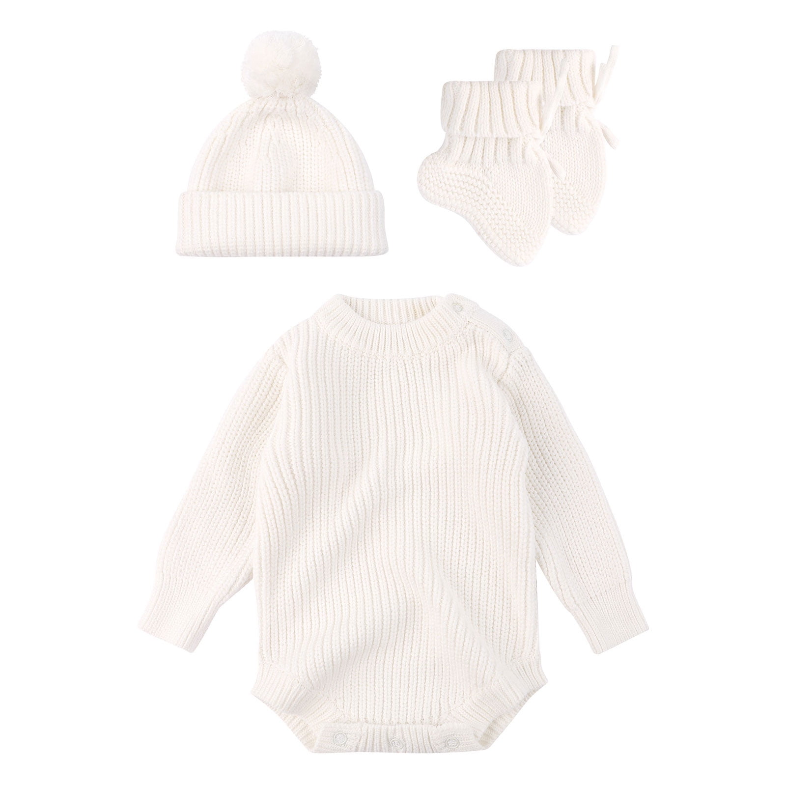 3Pcs Soft Knitted Baby Romper Set with Lovely Hat and Matching Knitting ...