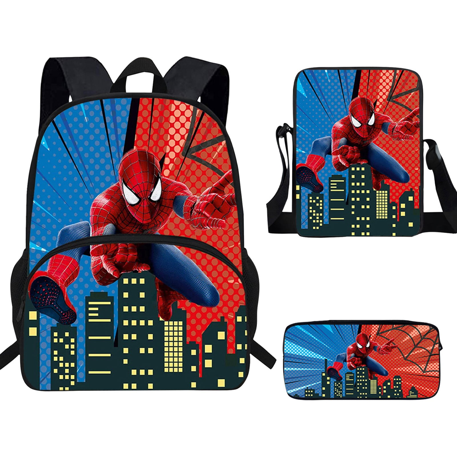 3Pcs Spider Superhero Backpack for Students - Cute Cartoon Printed ...