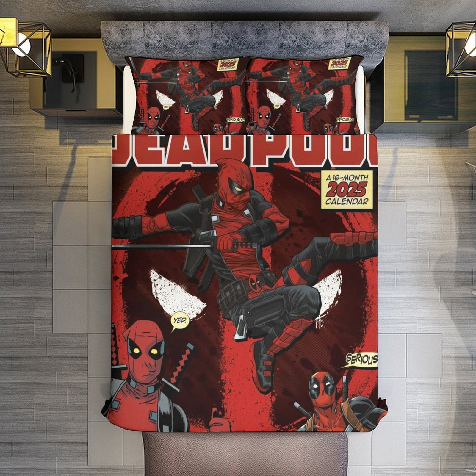 3Pcs Spiderman Deadpool Duvet Cover with 2 Pillowcases for Teens Girls ...