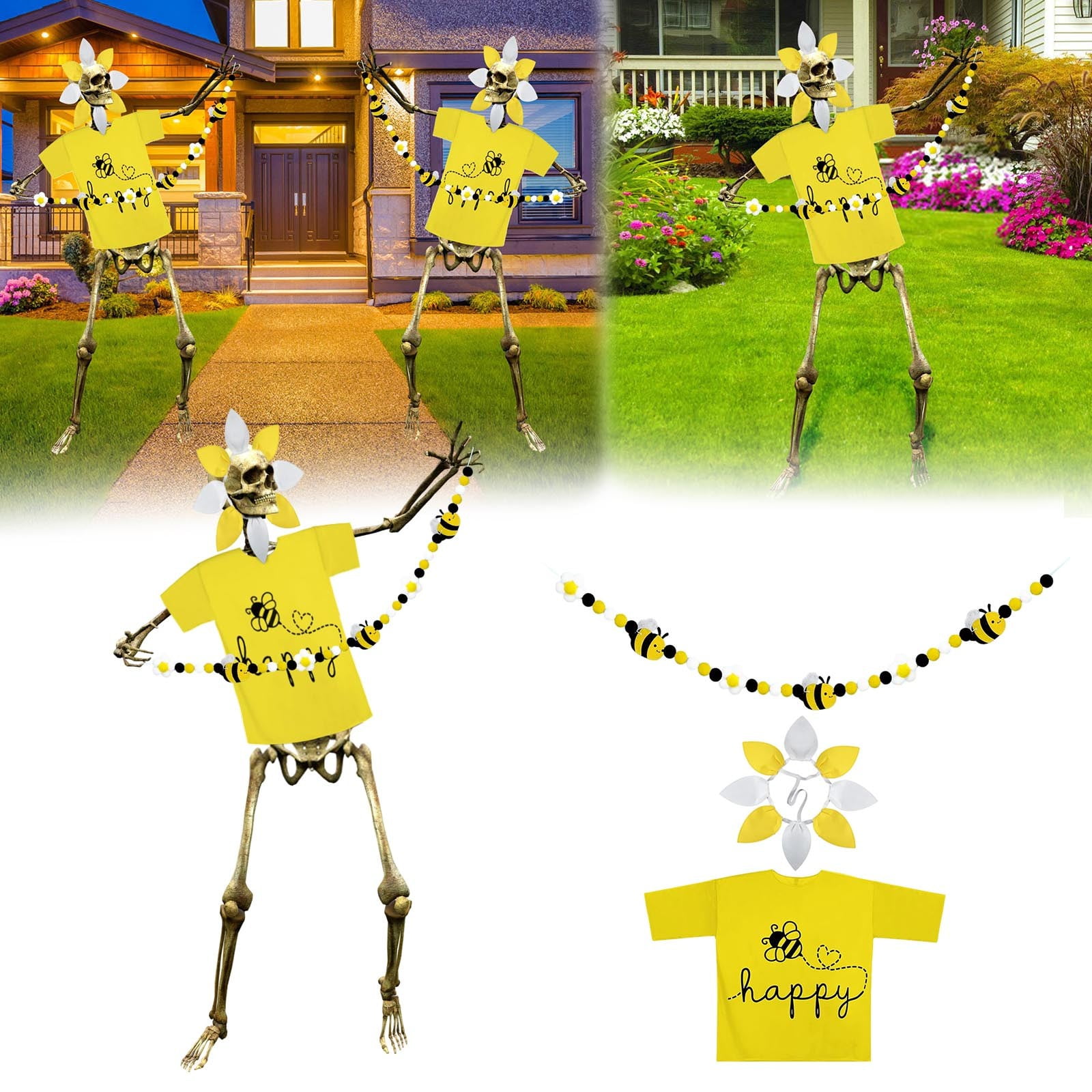 3Pcs Spring 12ft Skeleton Clothes Accessories Skeleton Yellow Shirt ...