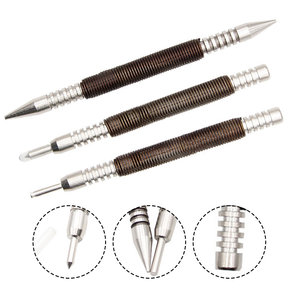 3Pcs Spring Tool Center Pin Punch Spring Loaded Marking Woodwork 1/8 3/ ...