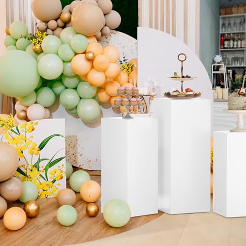 3Pcs Square/Cylinder Pedestal Stands for Party, Metal Display Pedestals ...