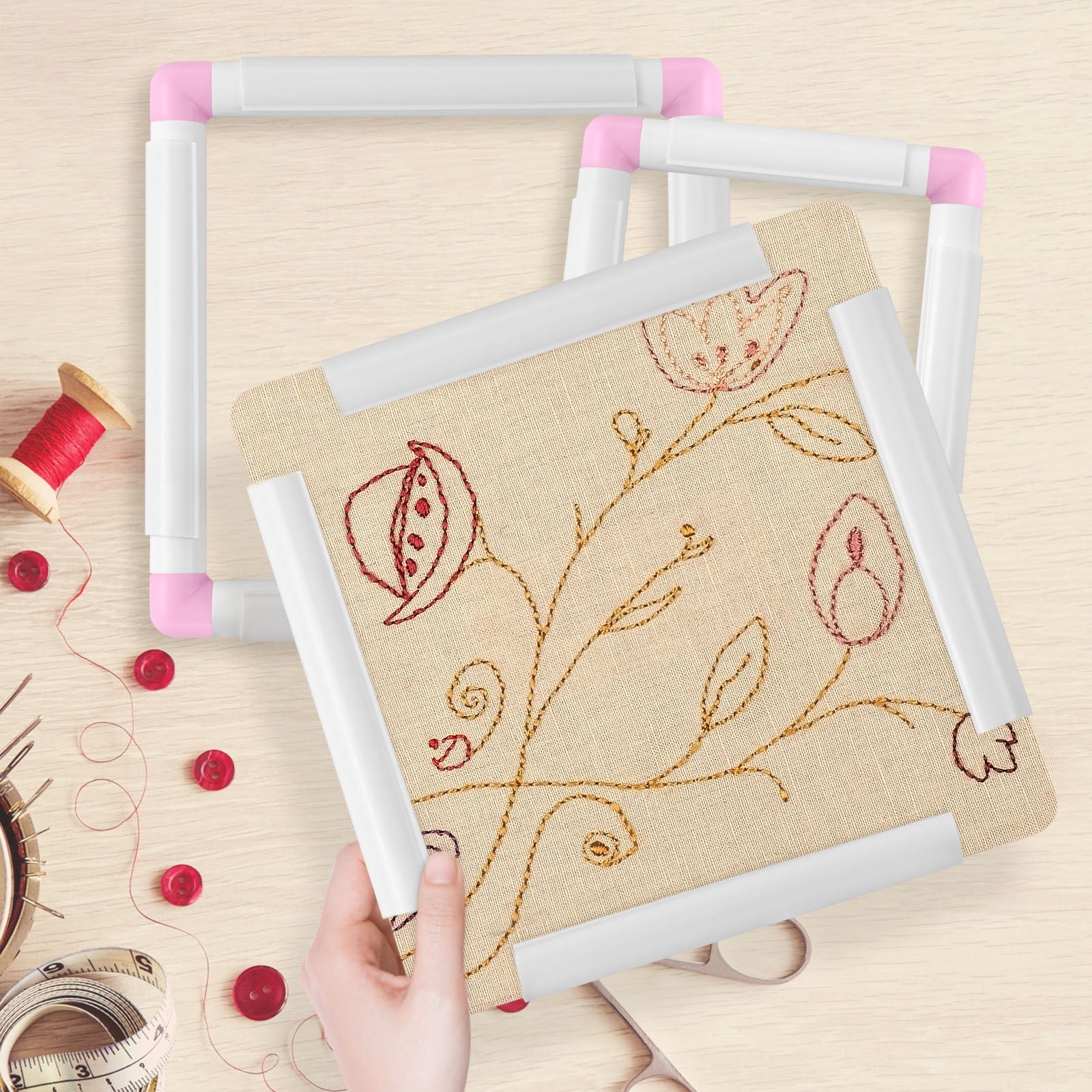 3Pcs Square Embroidery Hoops Plastic Embroidery Snap Frame Portable ...