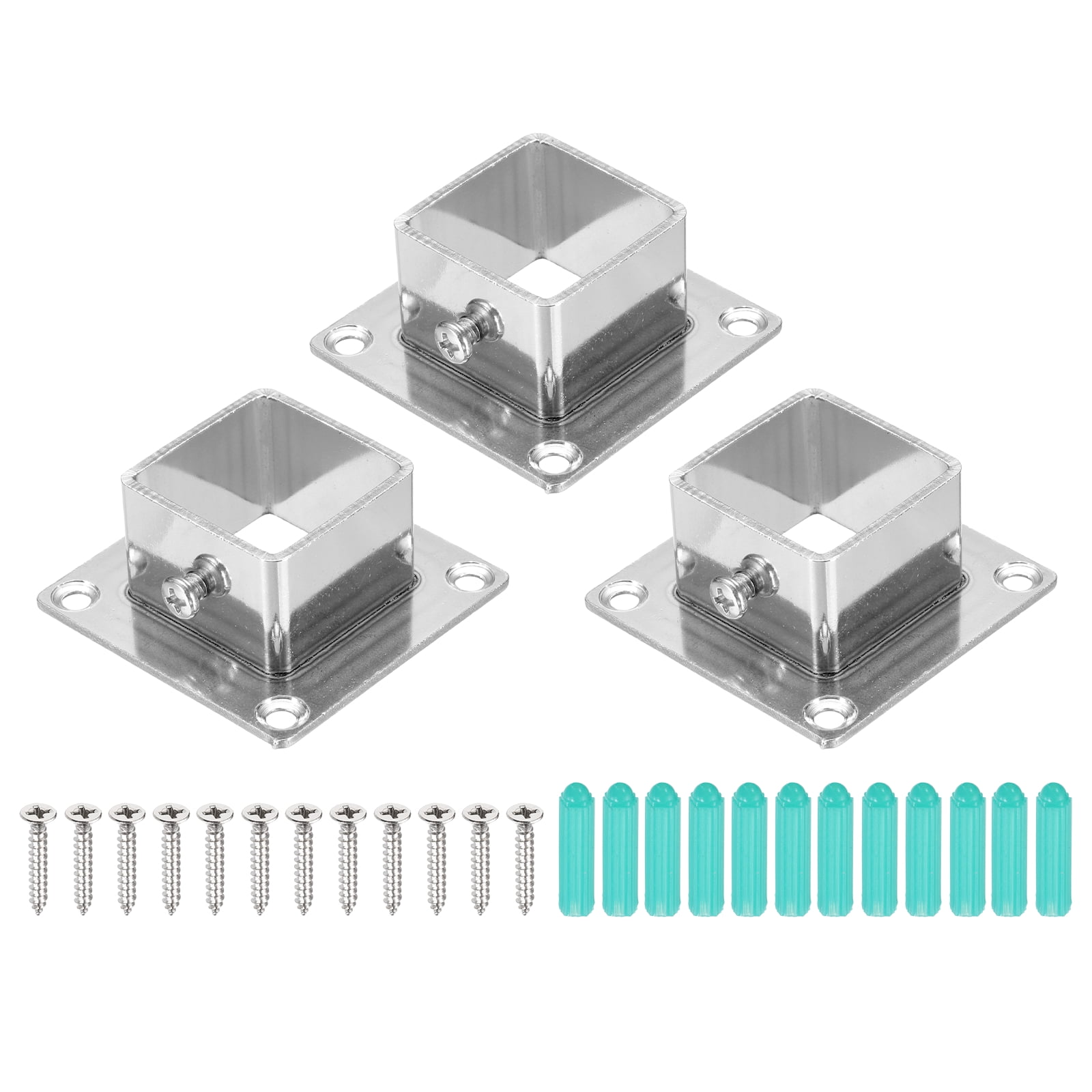 3Pcs Square Post Base, 2mmT Stainless Steel Flange Bases Deck Post ...