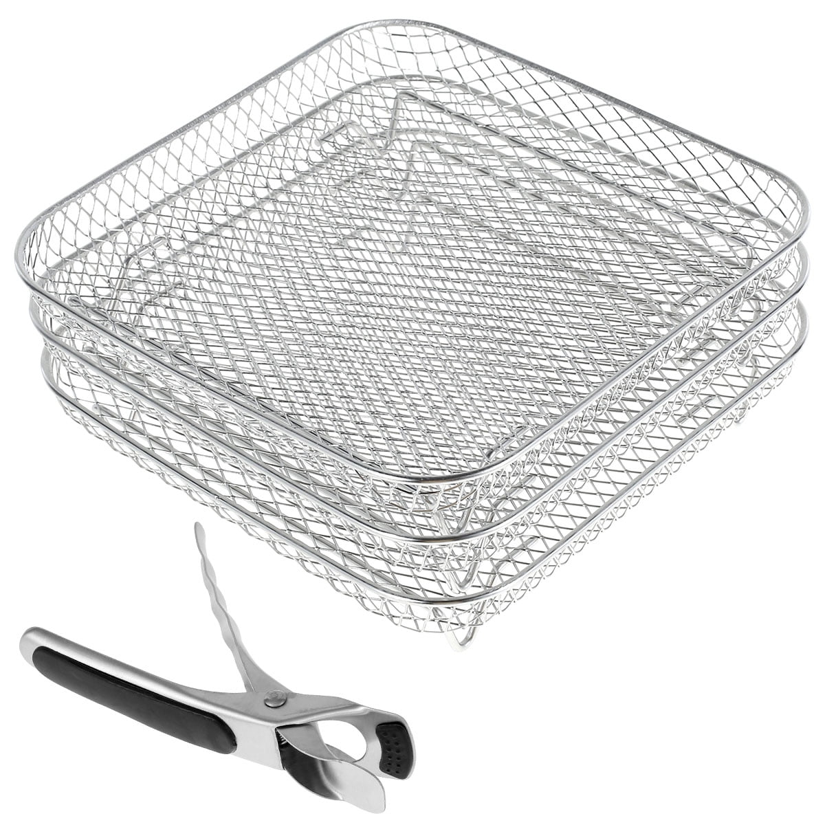 3Pcs Stackable Air Fryer Racks Rectangle Air Fryer Mesh Tray Multi ...