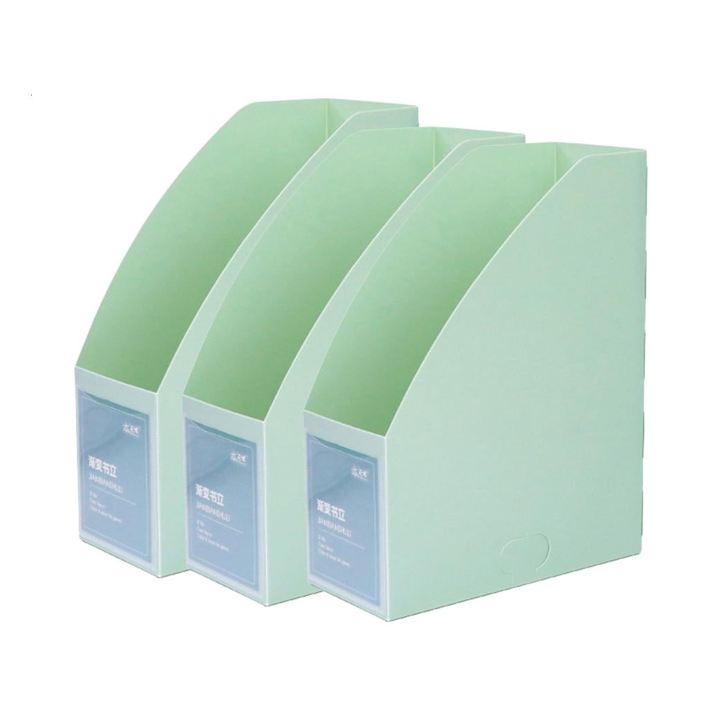 3Pcs Stackable File Magazine Rack with Clear Label Window Space Saving ...