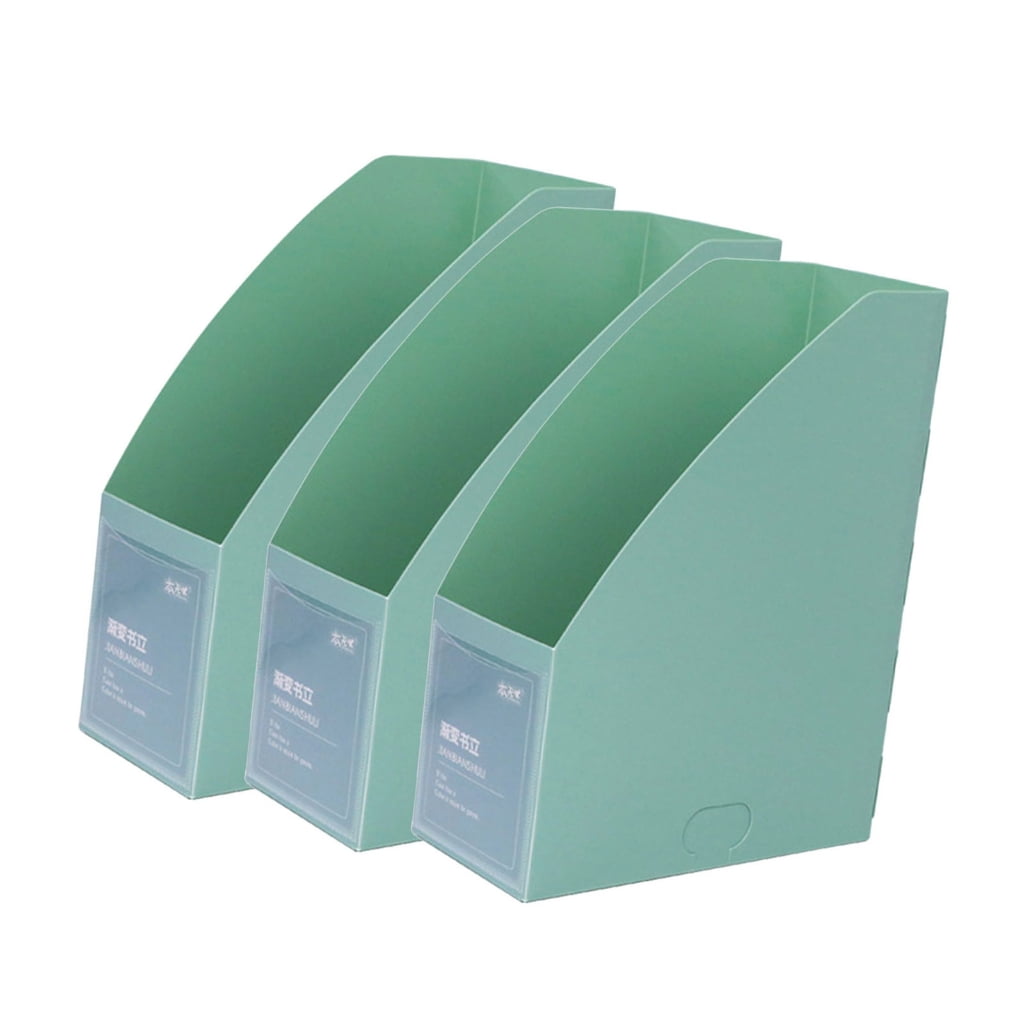 3Pcs Stackable File Magazine Rack with Clear Label Window Space Saving ...