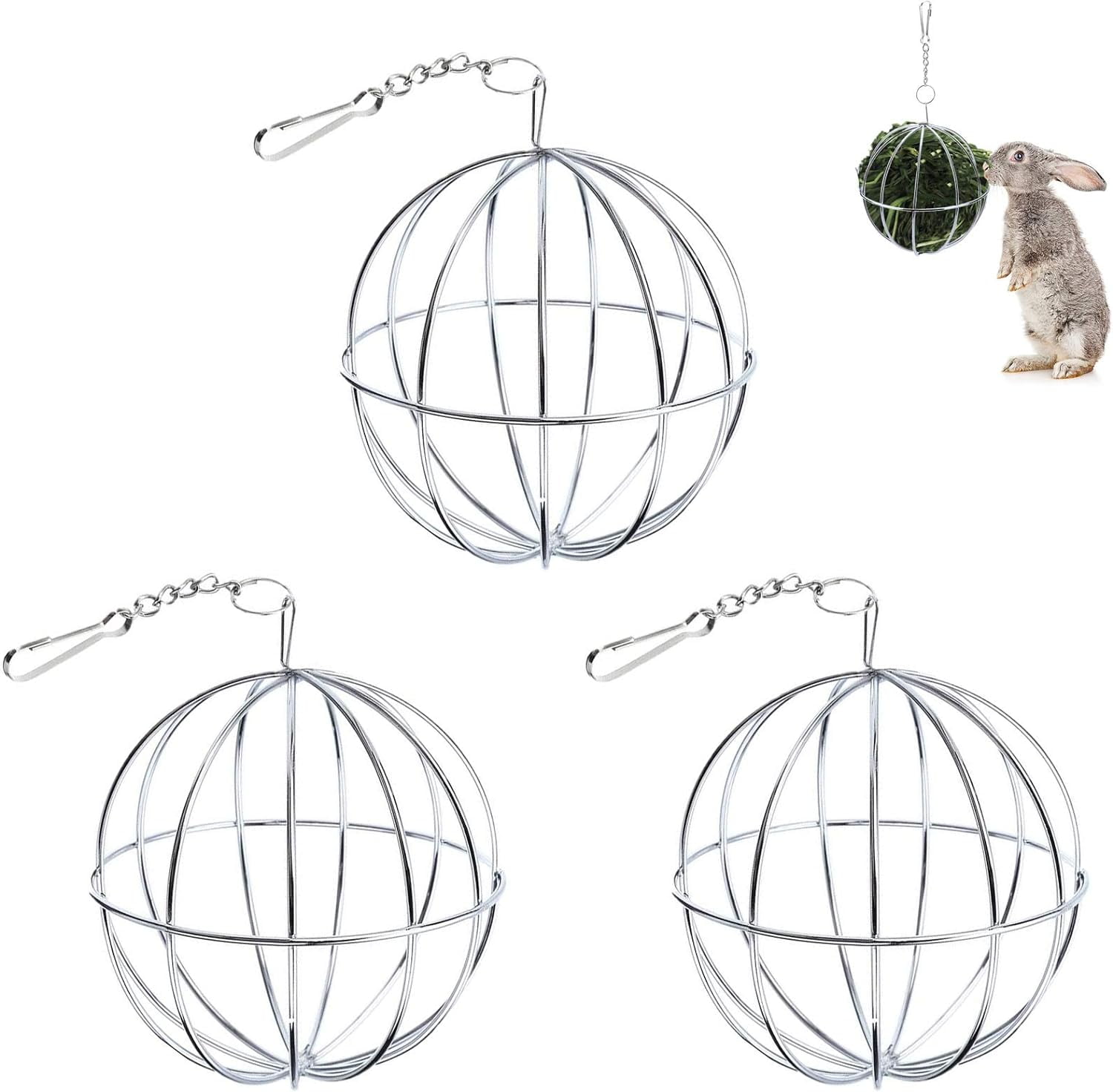 3Pcs Stainless Steel Feeder Ball Feeder Toy Shark Ball Rodent Lining ...