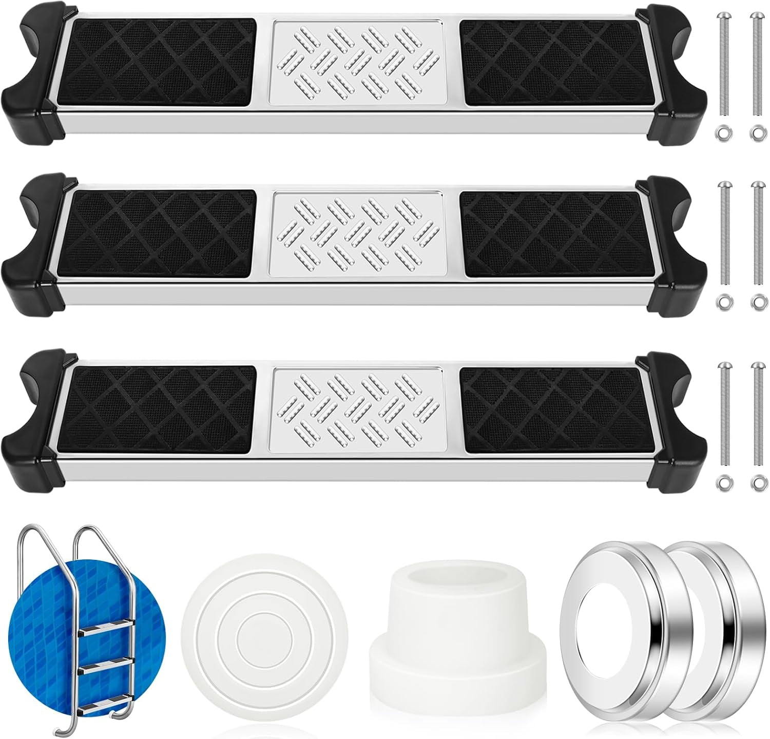 3Pcs Stainless Steel Pool Ladder Steps Replacement with Pool Ladder ...