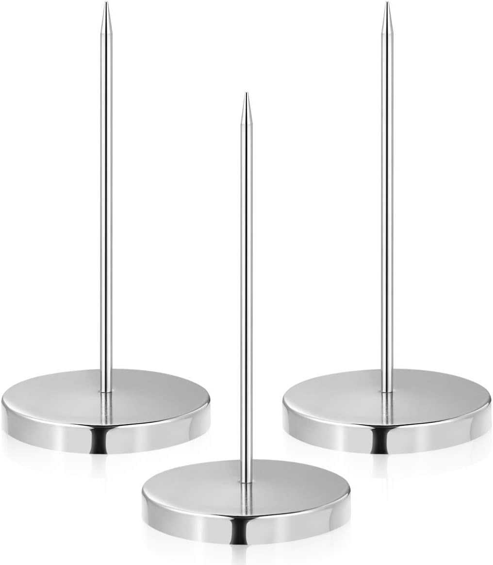 3Pcs Stainless Steel Receipt Holder, Receipt Cheque Spindle Desk ...