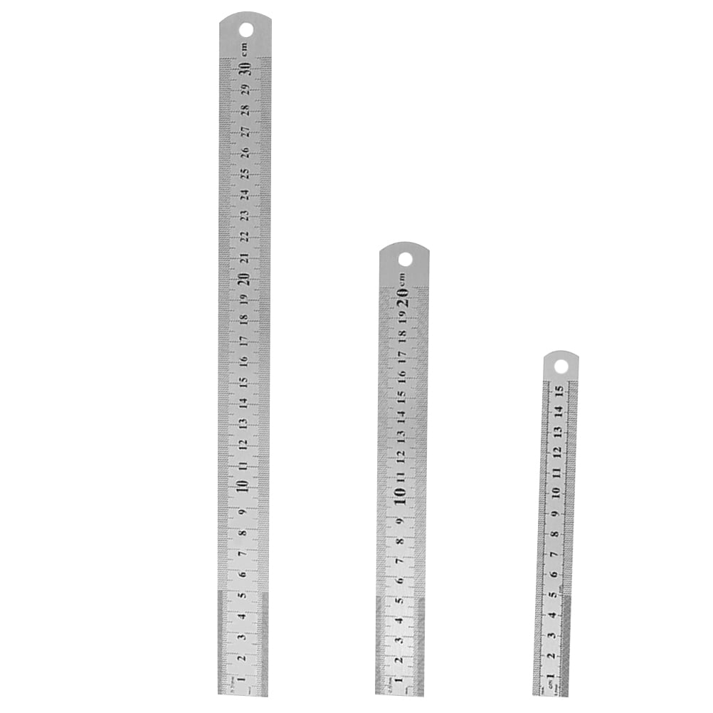 3Pcs Stainless Steel Rulers Measuring Rulers Students Rulers Double ...