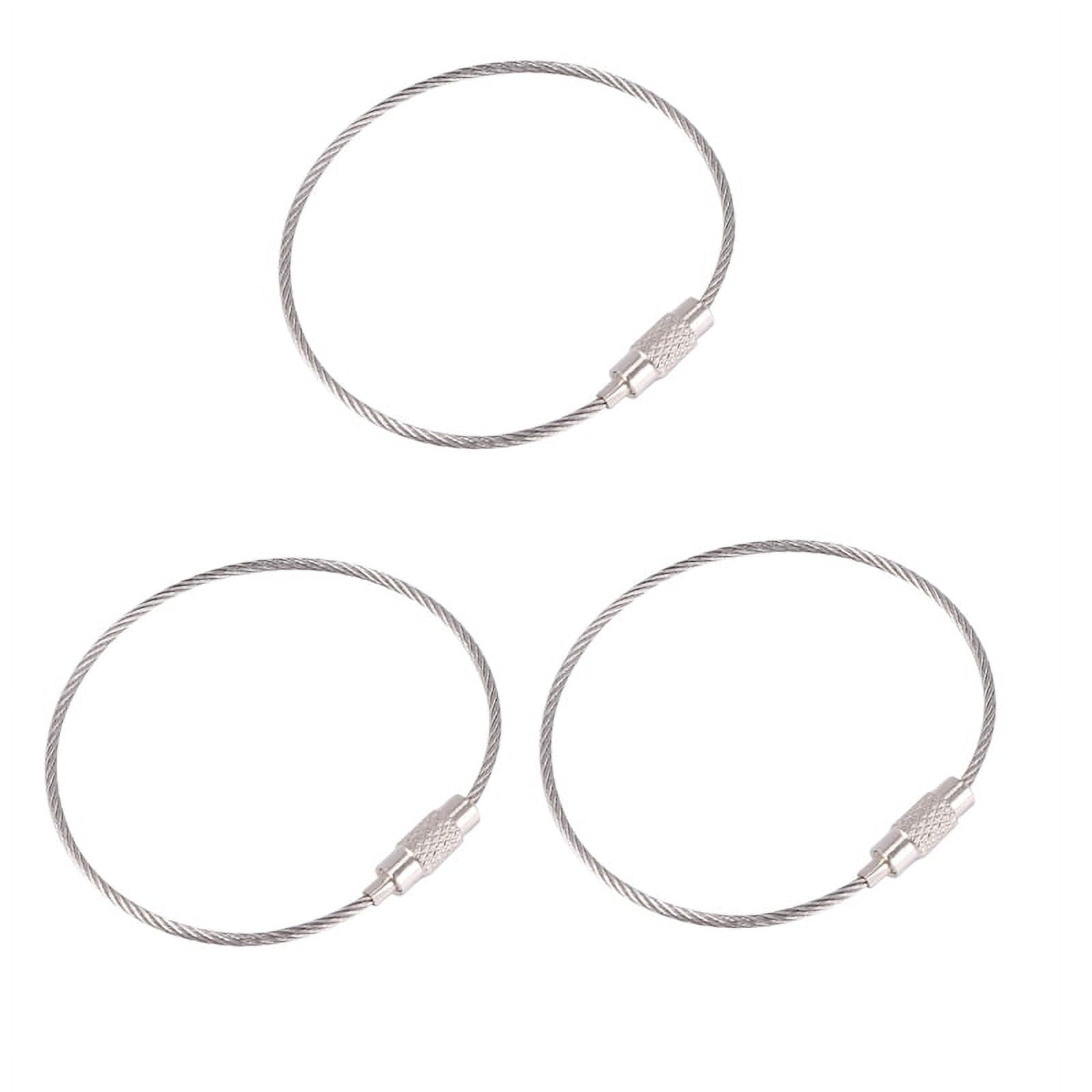 3Pcs Stainless Steel Screw Locking Wire Keychain Cable Key Rings ...