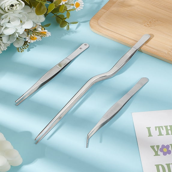 3Pcs Stainless Steel Tweezers Stainless Steel Color Pointed Tweezers ...