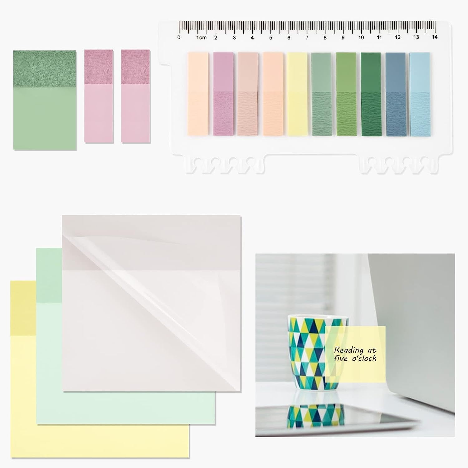 3Pcs Sticky Notes Flags, 10 Colours Page Marker Index Tabs, Arrow ...