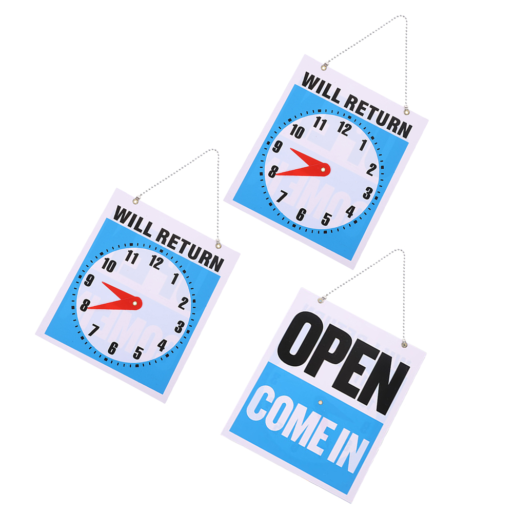 3Pcs Store Open Sign with Hanging Chain Double Sides Sign Open and Will ...