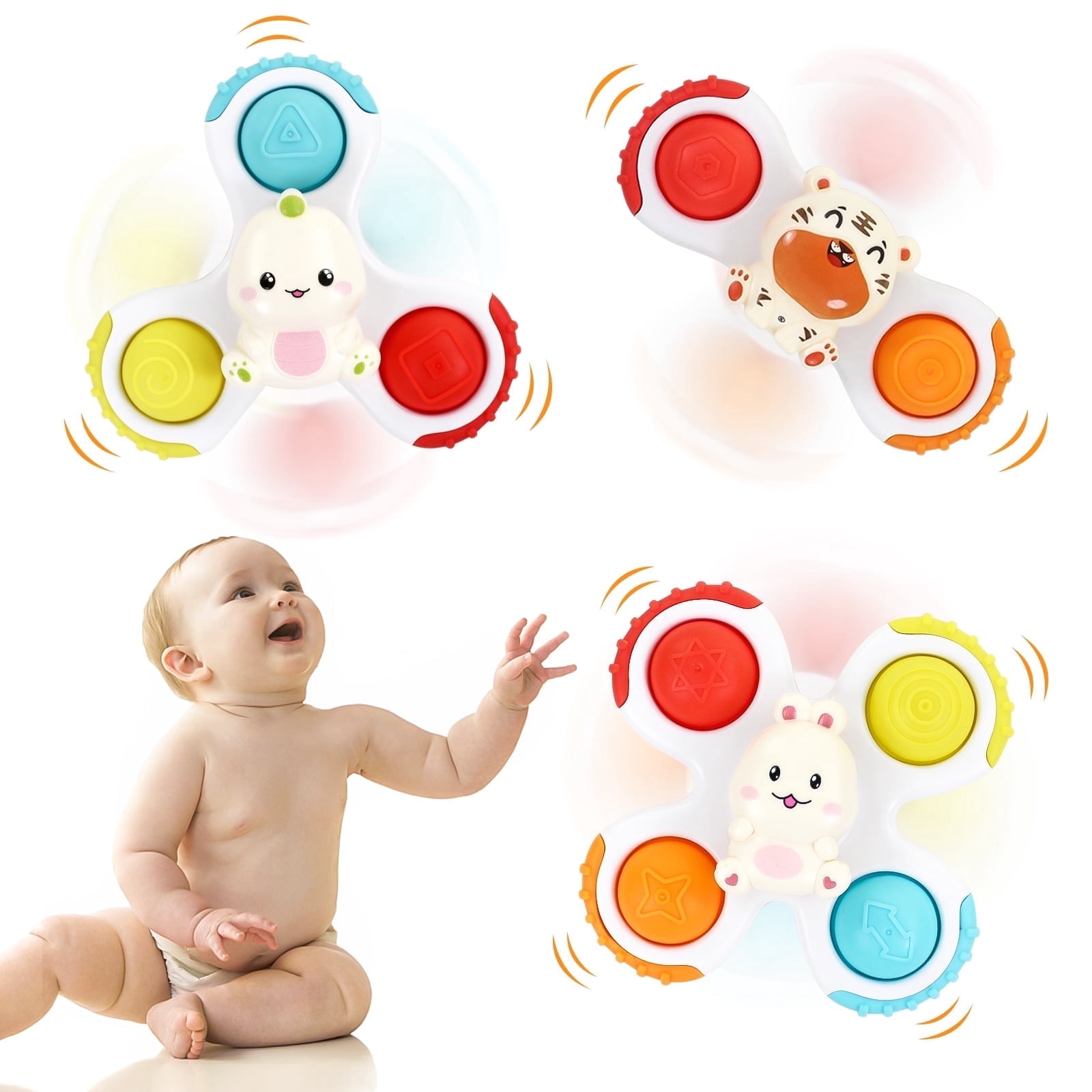 BIU BLASTER Suction Cup Spinner Toys, Baby Bath Toys, Spinning, Sensory ...