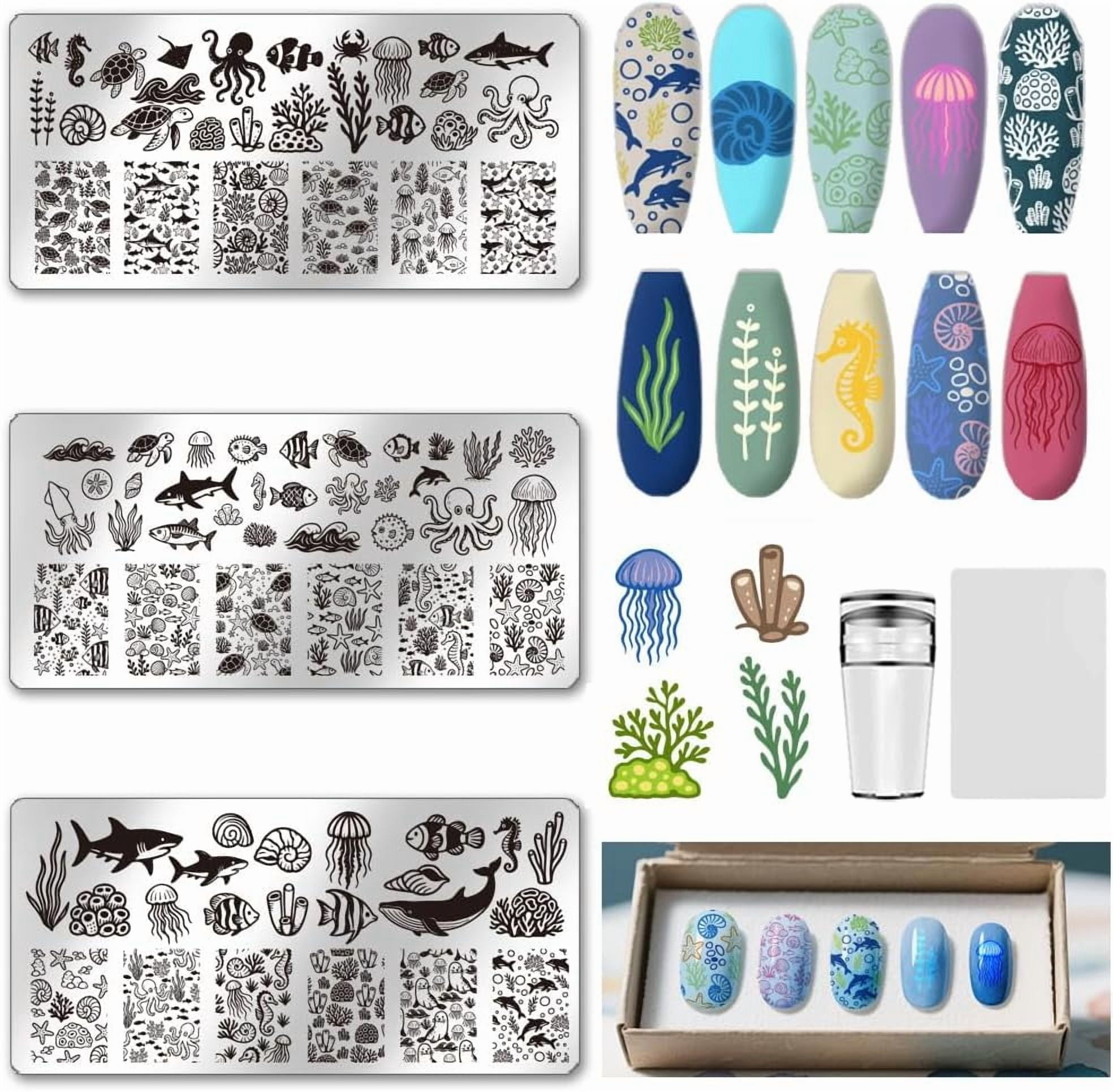 3Pcs Summer Nail Stamp Plates Set Ocean Series Nail Stamping Plate ...