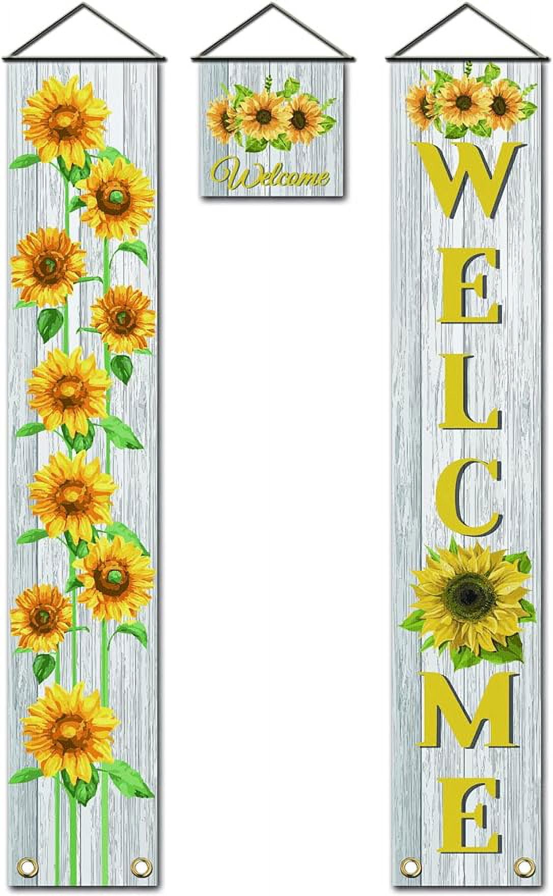 3Pcs Sunflower Porch Sign Welcome Door Sign Sunflower Hanging Banner ...