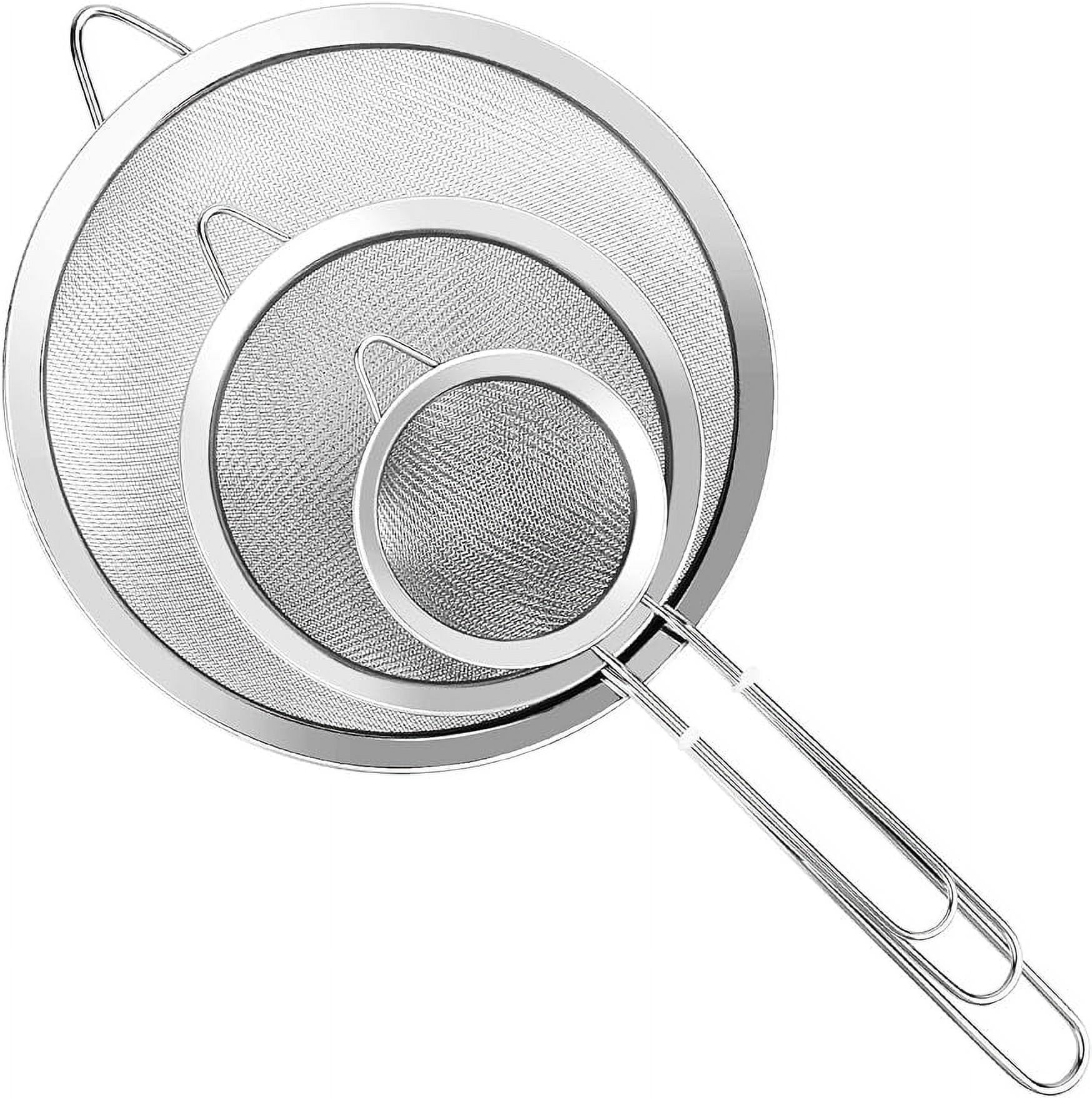 3Pcs Super Wire Extra Fine Mesh Strainer with Handle, Small Medium ...