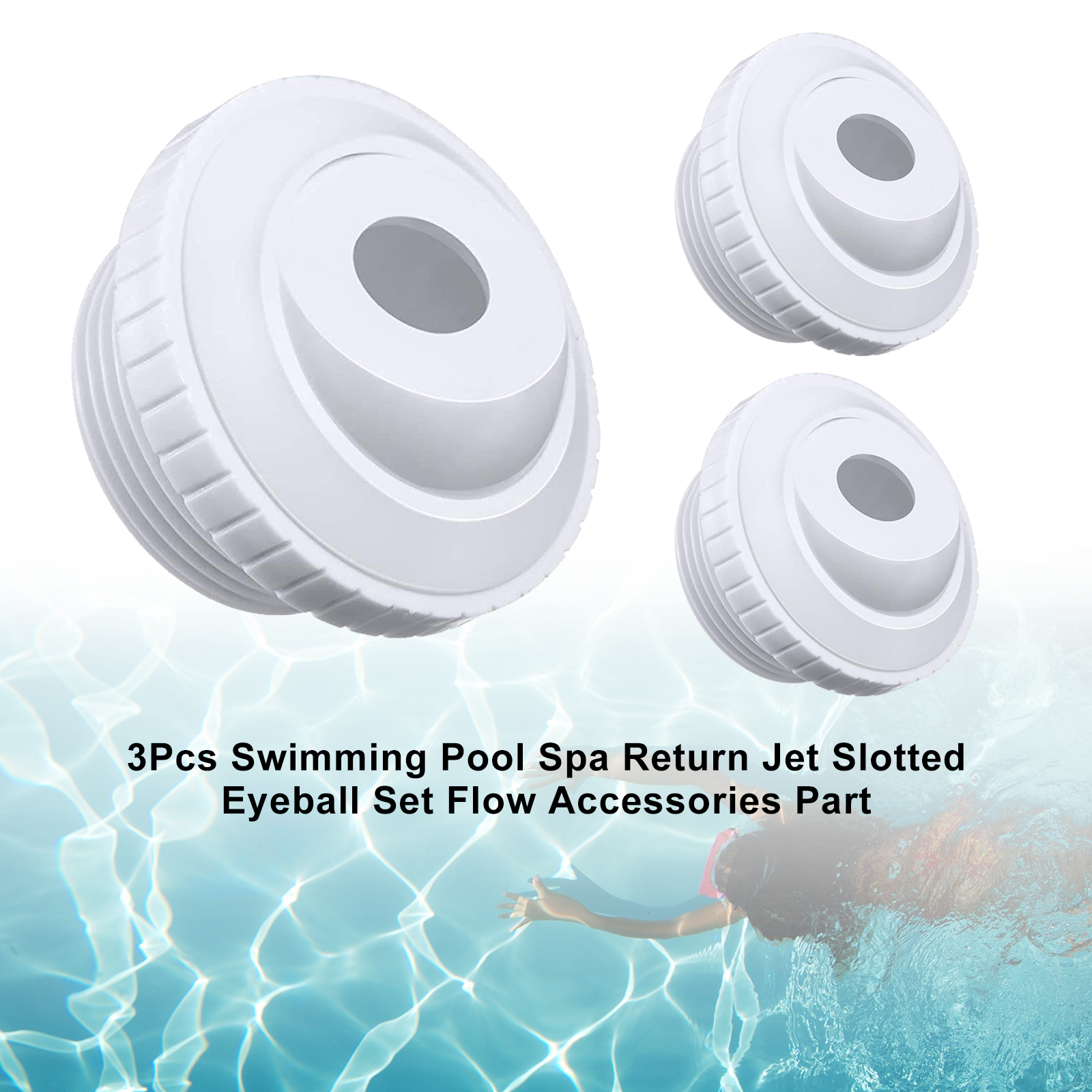 3Pcs Swimming Pool Spa Return Jet Slotted Eyeball Set Flow Accessories ...