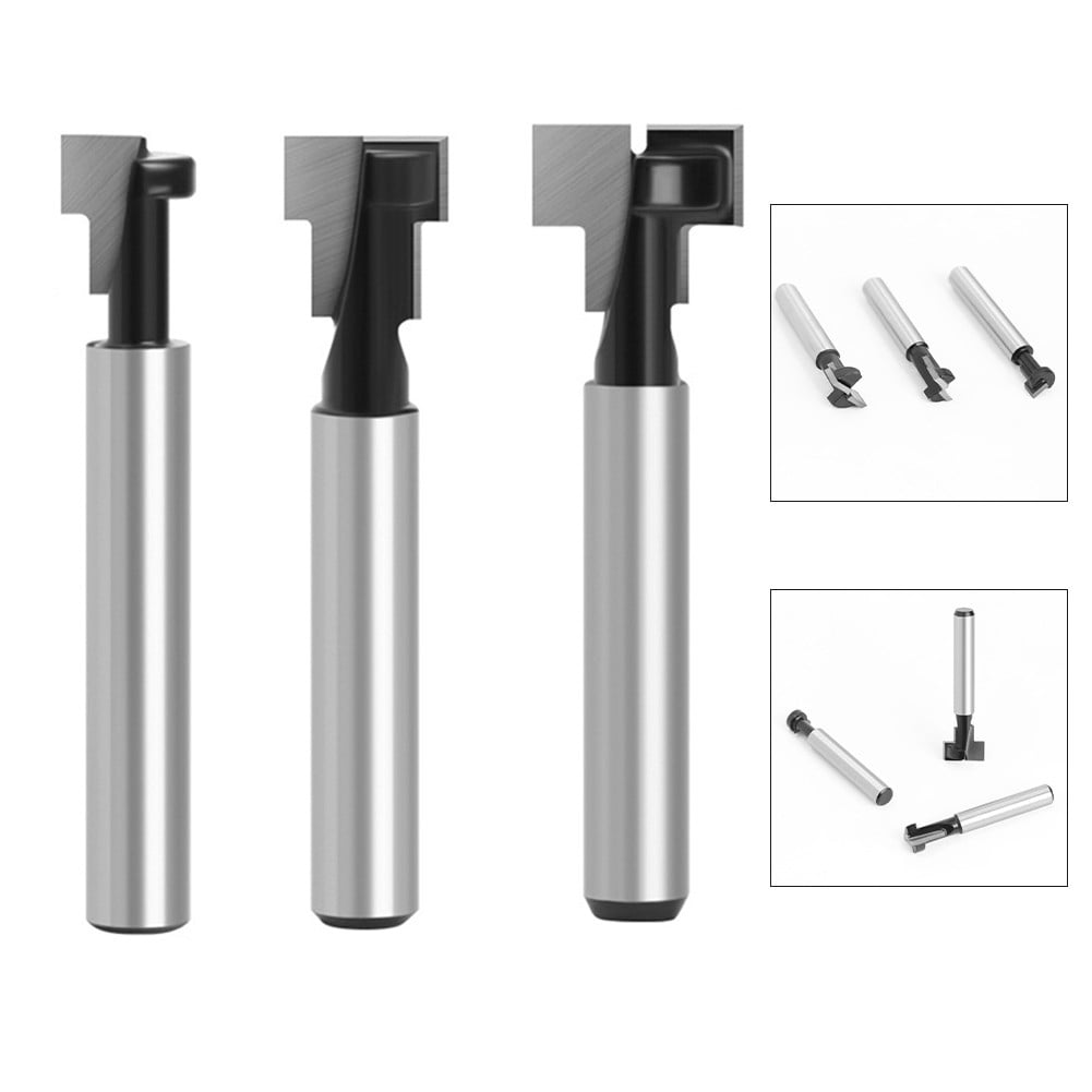 3Pcs T Slot Router Bit Keyhole Router Bit Set Cut Diameter Woodworking ...