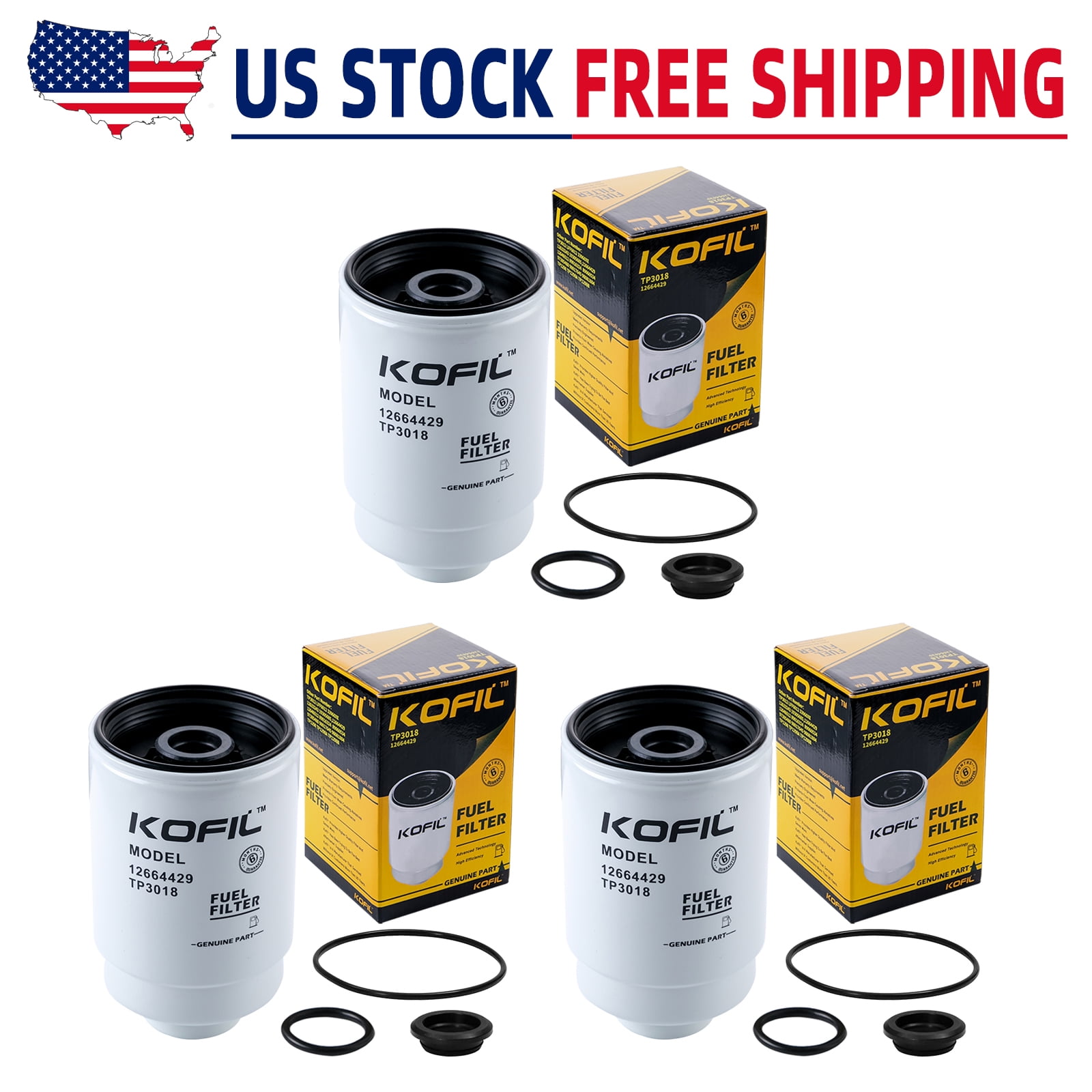 3Pcs TP3018 Fuel Filter for Duramax 6.6L 2001-2016 Chevy Chevrolet ...