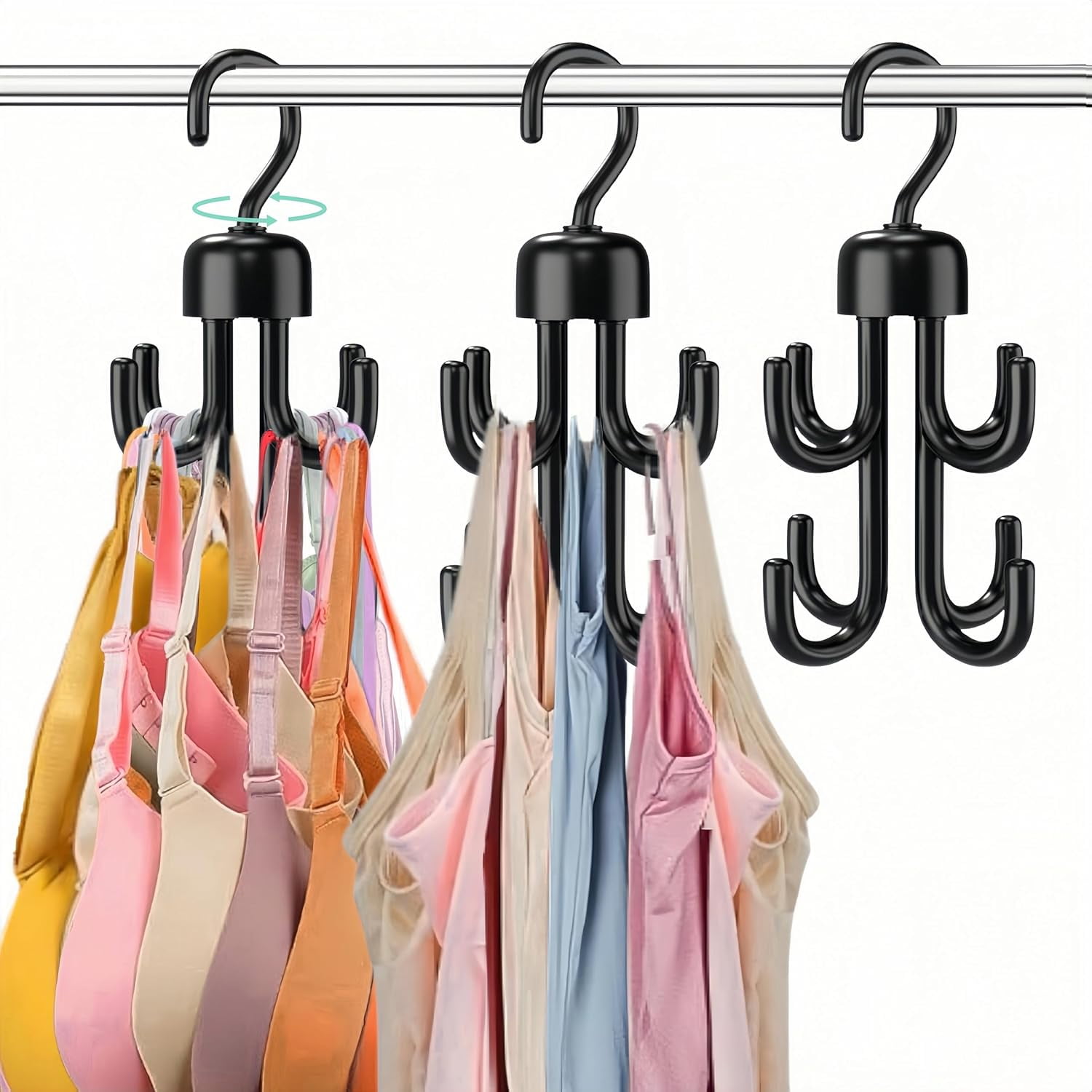3Pcs Tank Top Hanger, Rotatable Bra Hangers for Closet Organizer, Max ...