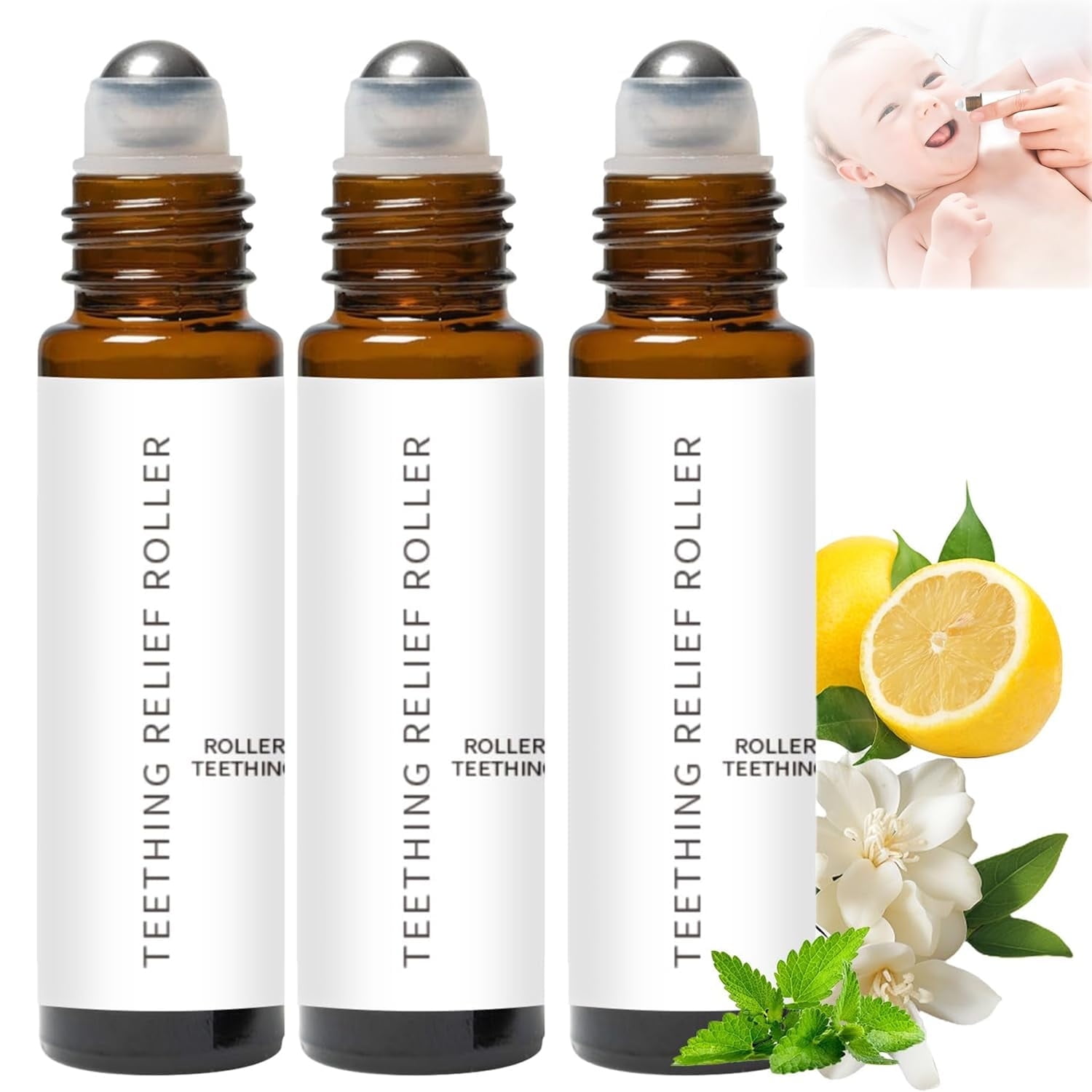 3Pcs Teething Roller All Natural for Babies, Teething Roller, Baby ...