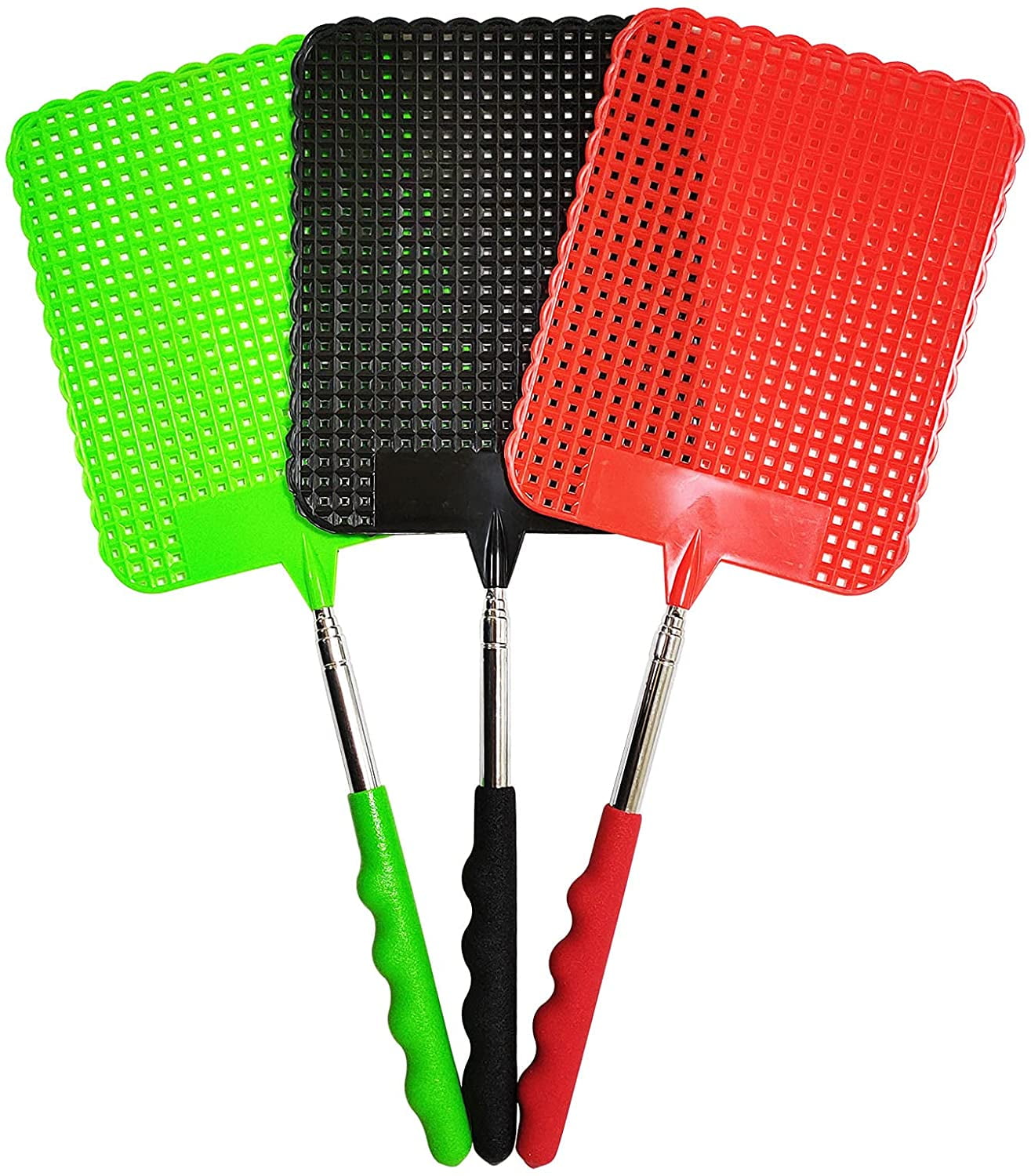 3Pcs Telescopic Fly Swatters, 29" Long Heavy Duty Retractable Manual ...