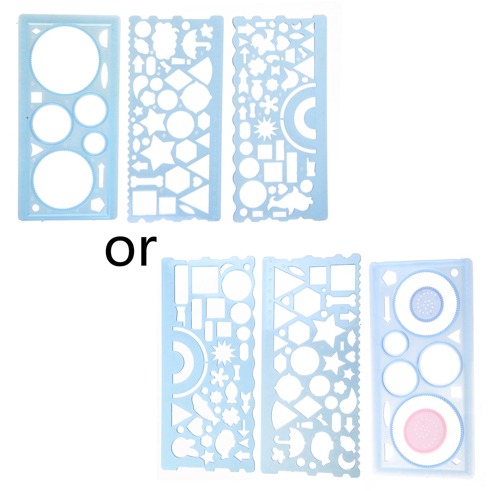 3Pcs Templates Rulers Clear Hollow-out Drawing Stencils 30＋ Patterns ...