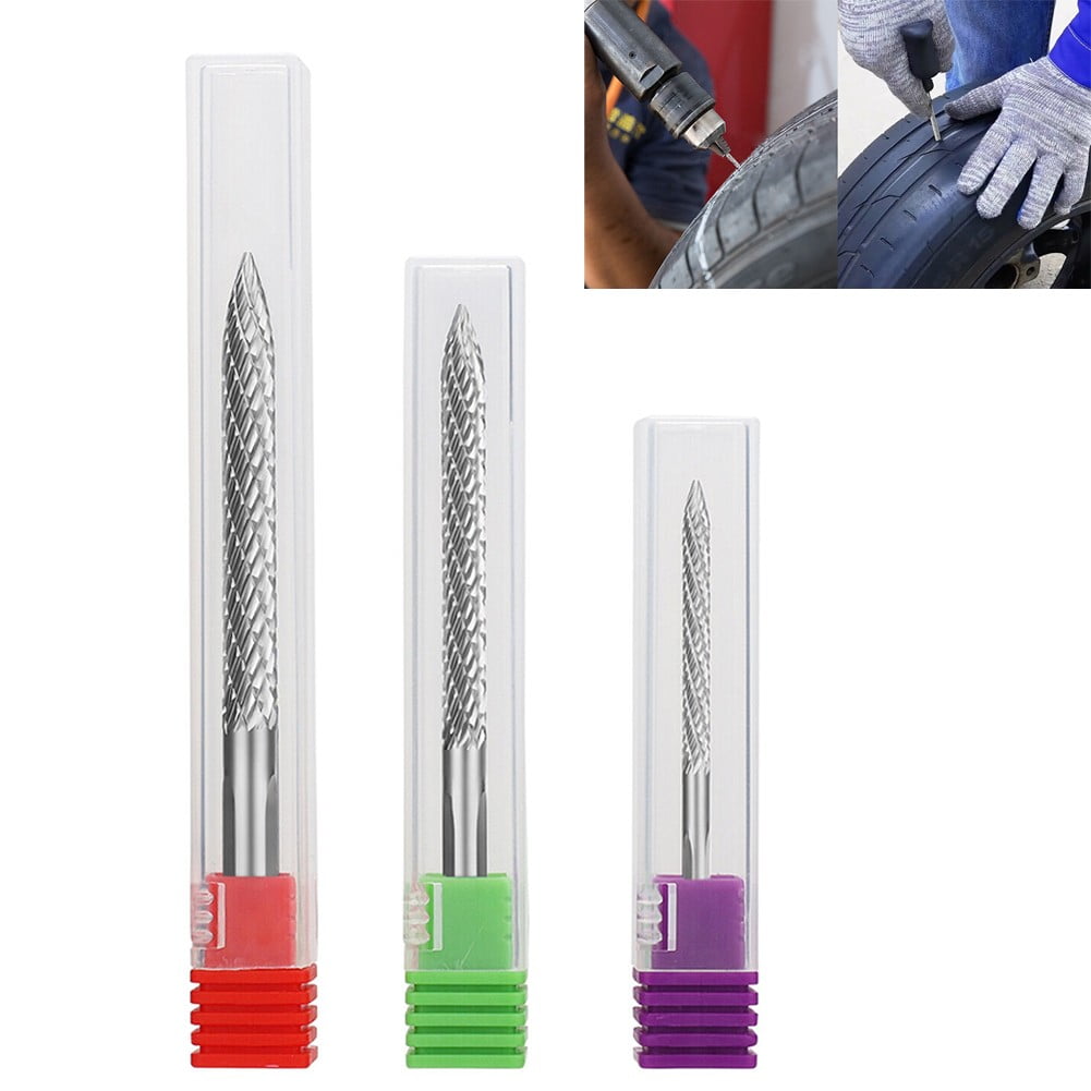 3Pcs Tire Repair Carbide Burr Drill Bit Set For Cars Trucks Motorcycles ...