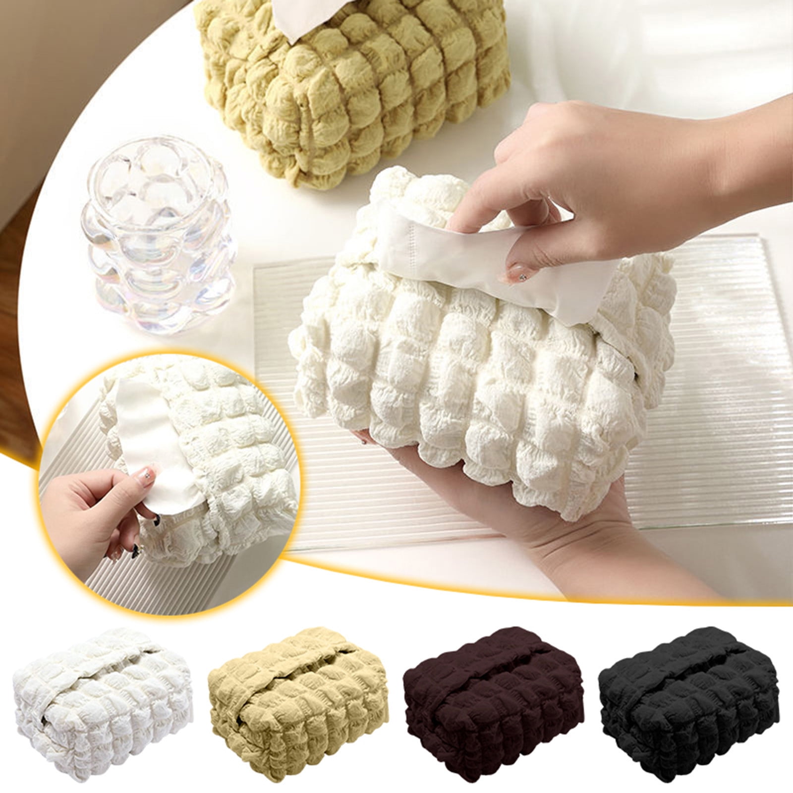 3Pcs Tissue Box Cover Yannianjz Cream Puff Fabric Tissue Box Cover ...