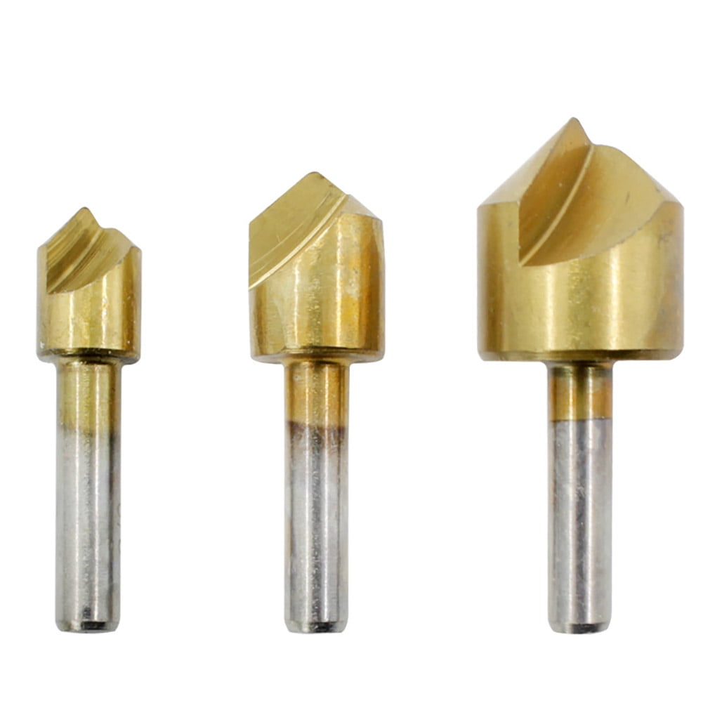 3Pcs Titanium Plated Carbon Steel 90 Degree Chamfering Cutter Chamfer ...