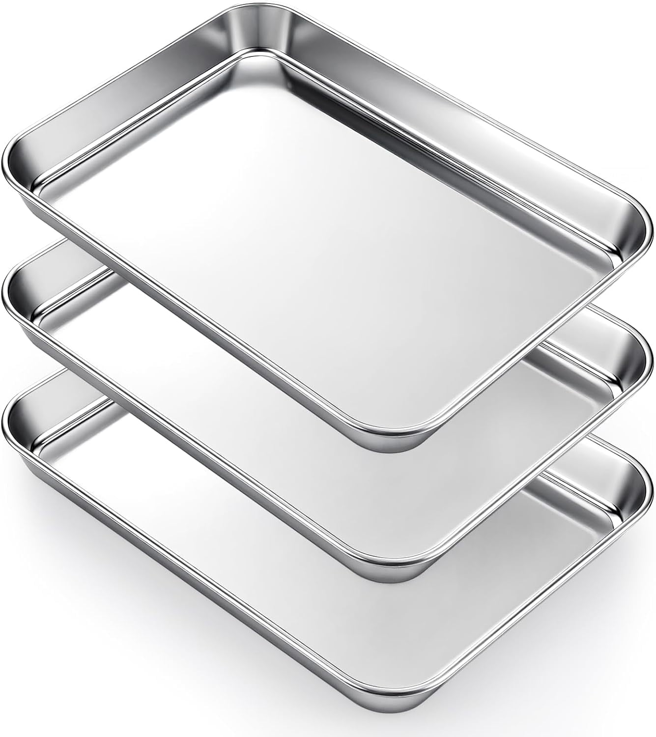3Pcs Toaster Oven Pans for Baking, 9x6.7 inch Stainless Steel Baking ...