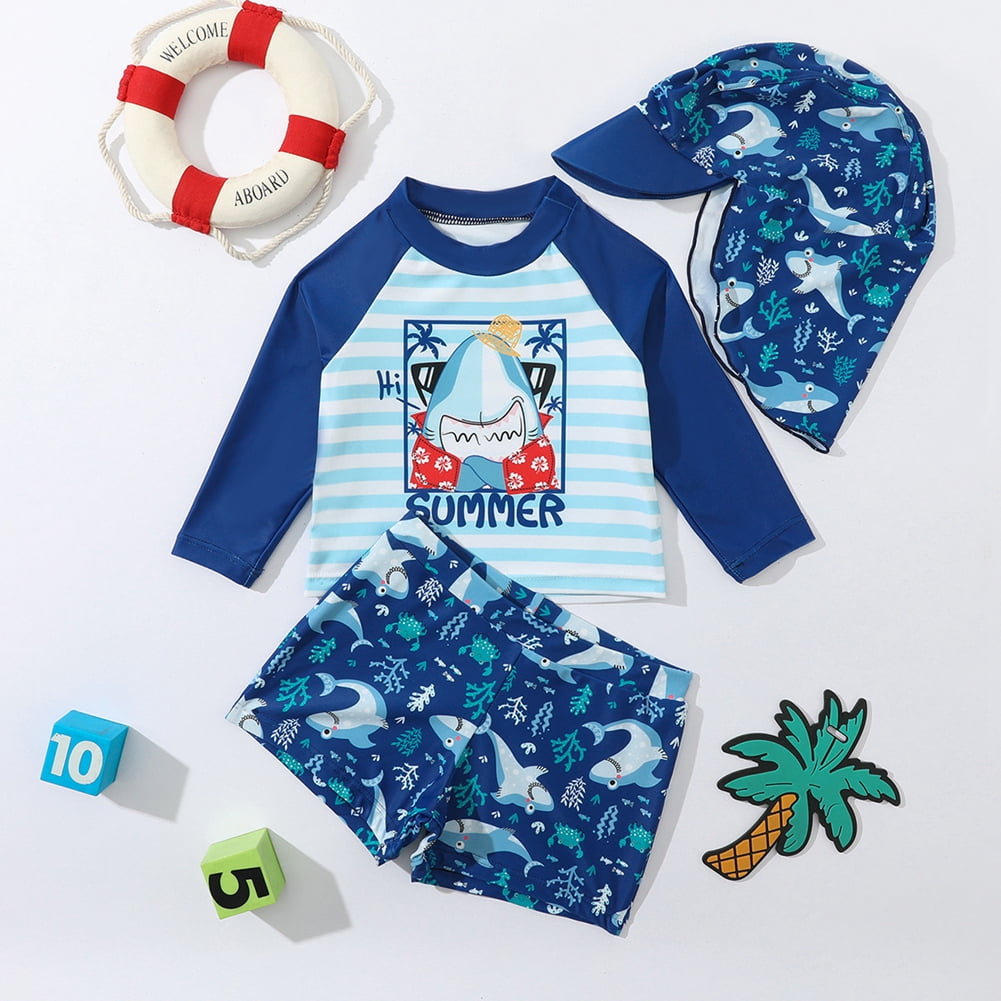 3Pcs Toddler Baby Boys Summer Swimsuit Set with Hat, Esho 6M-4T Kids ...