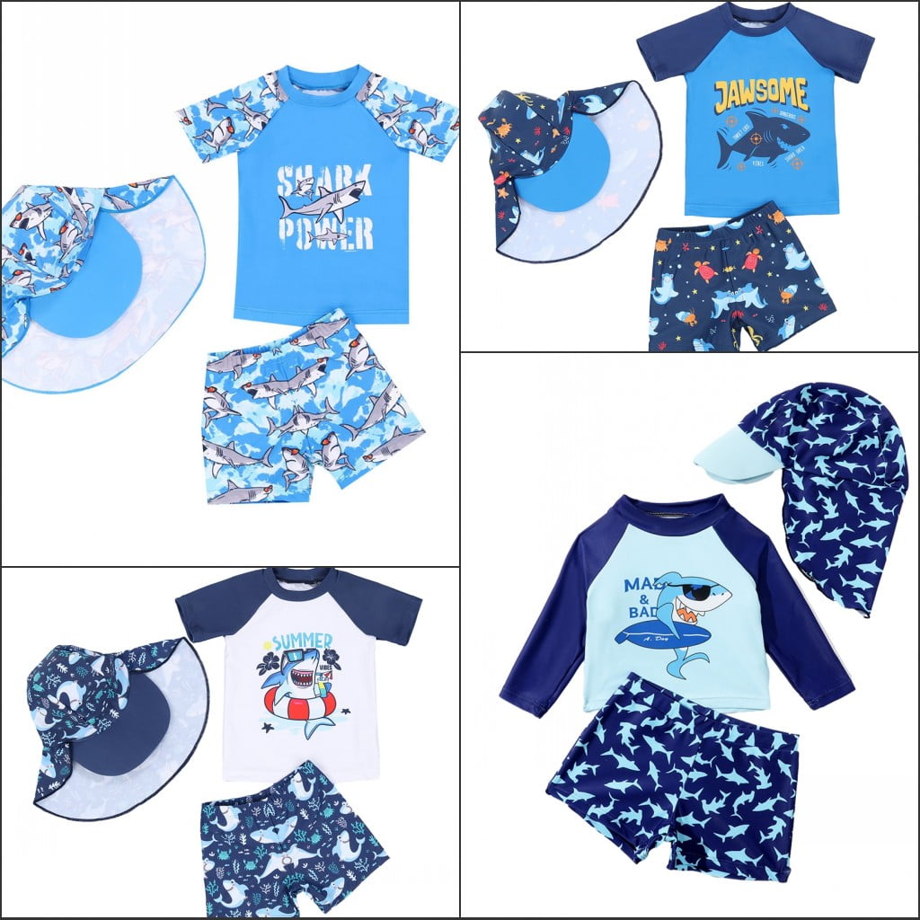 3Pcs Toddler Baby Boys Summer Swimsuit Set with Hat, Esho 6M-4T Kids ...