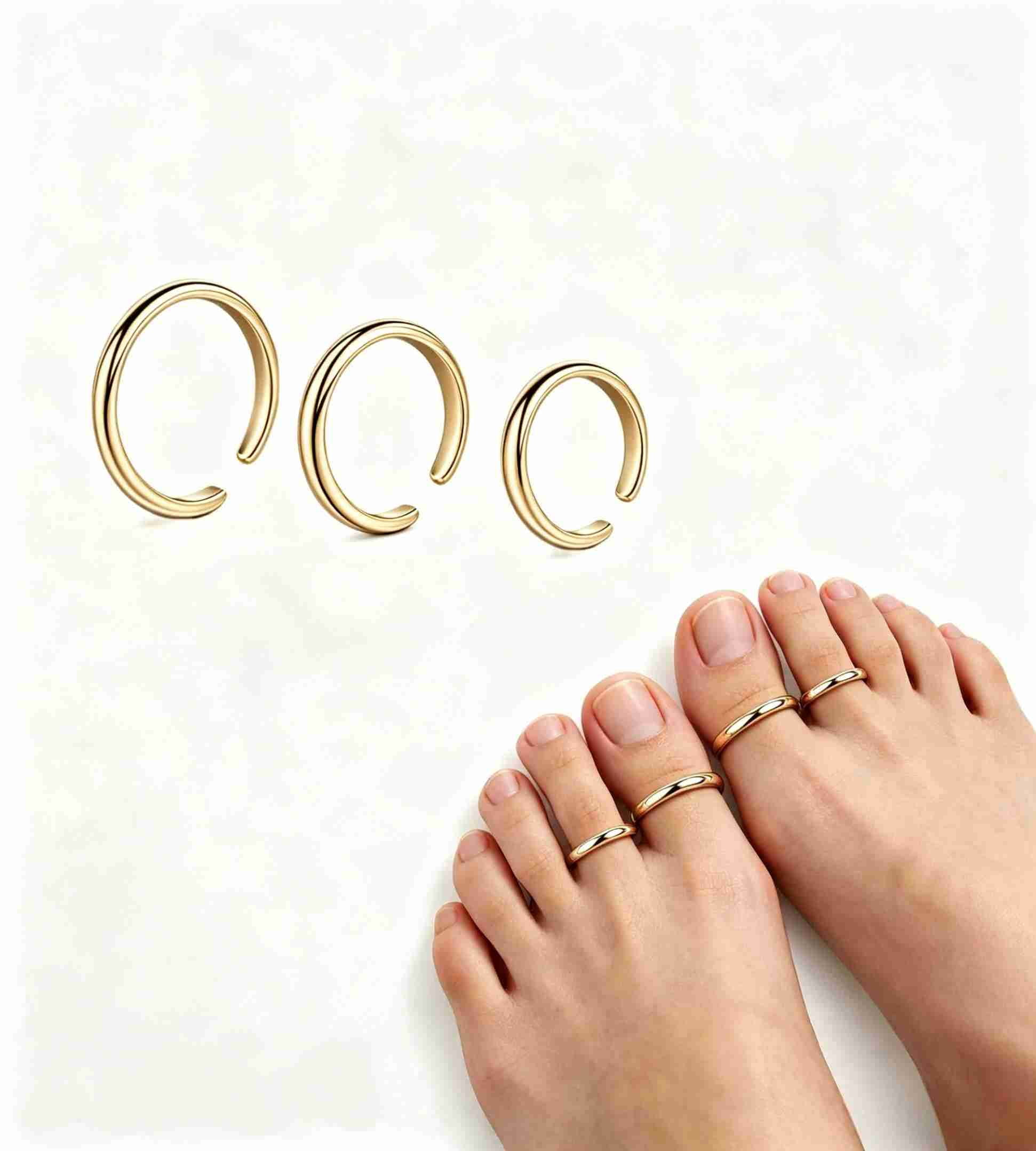 3Pcs Toe Rings for Women, Adjustable Toe Ring Non Tarnish Waterproof ...
