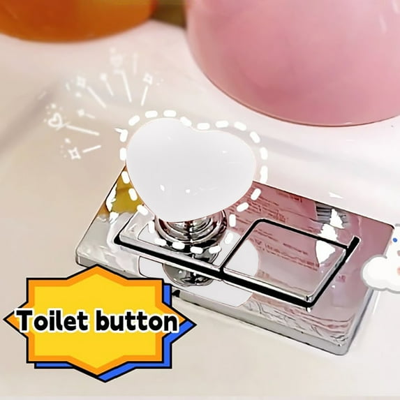 3Pcs Toilet Button, Yannianjz Toilet Button, Heart Shape Ceramic Toilet ...