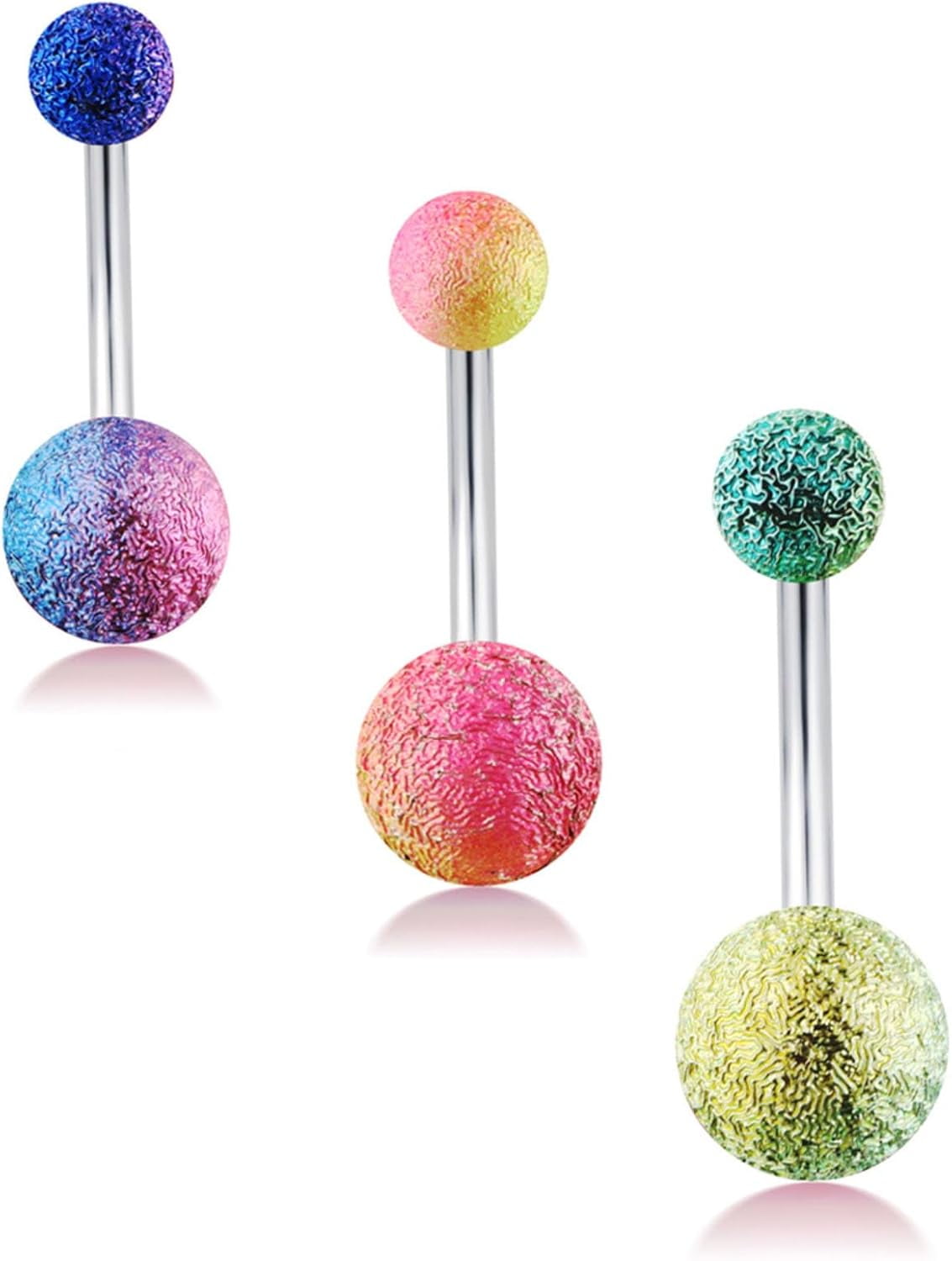 3Pcs Tongue Belly Professional Button Ring Surgical Steel Acrylic ...