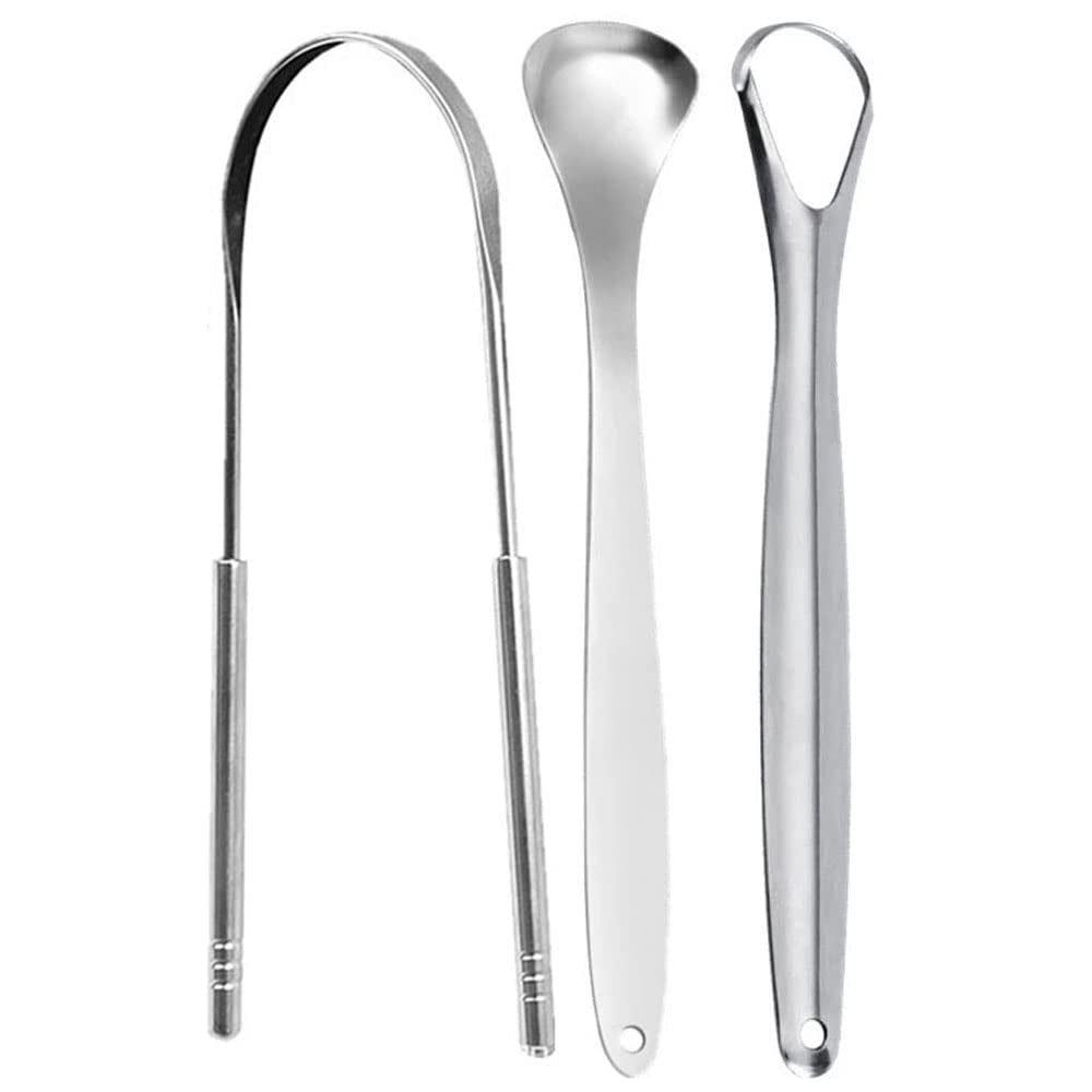 3Pcs Tongue Scraper Stainless Steel Tongue Cleaners Oral Care Reduce ...