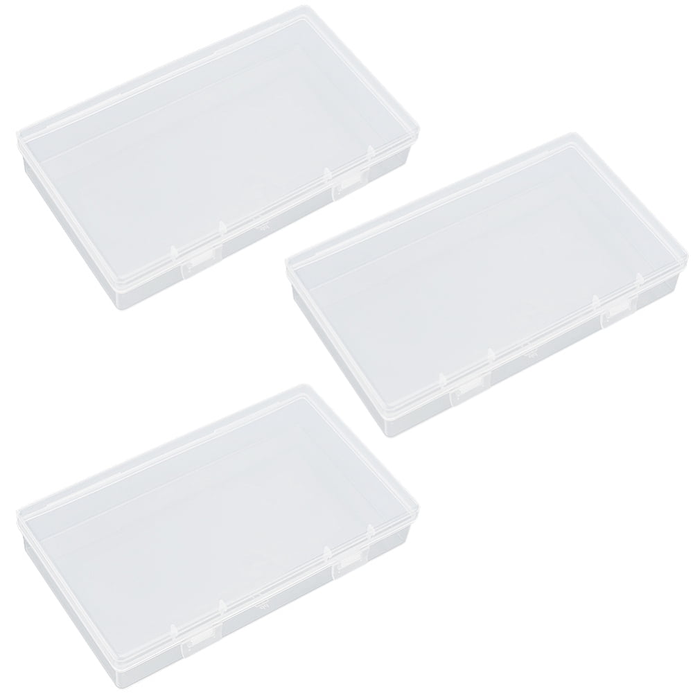 3Pcs Transparent Plastic Storage Boxes Rectangle White 16.3x9.3x3.1cm ...