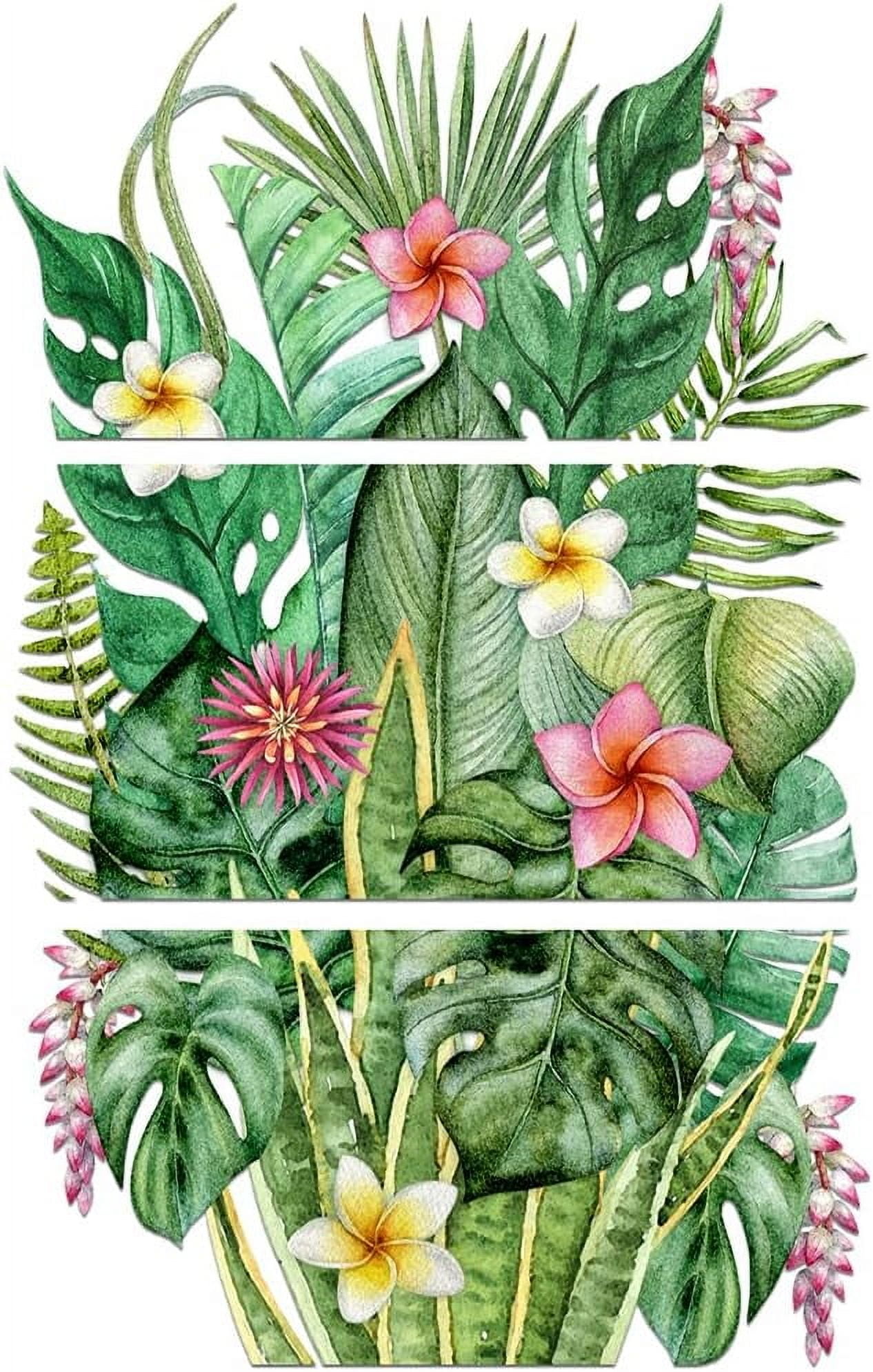 3Pcs Tropical Leaves Theme Rub on Transfer Stickers Furniture Decor ...