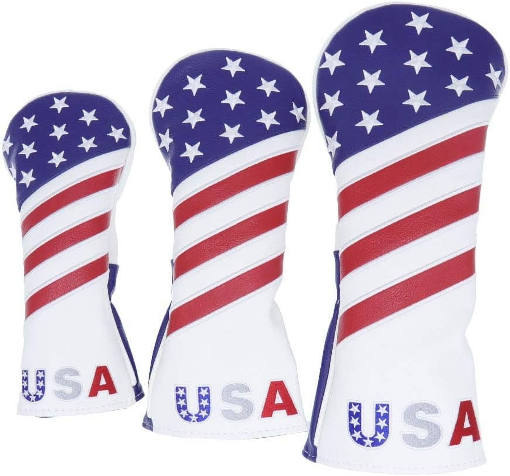 3Pcs USA Flag Golf Cover for Driver, Fairway Wood and Hybrid Golf Club ...