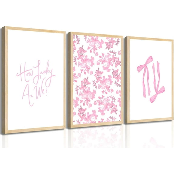 3Pcs Unframed Pink And Blue Hydrangea Wall Art Trendy Preppy Coquette ...