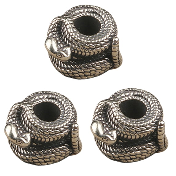 3Pcs Unique Light Weight Snake Shape Lanyard Beads Unique Bead Brass ...